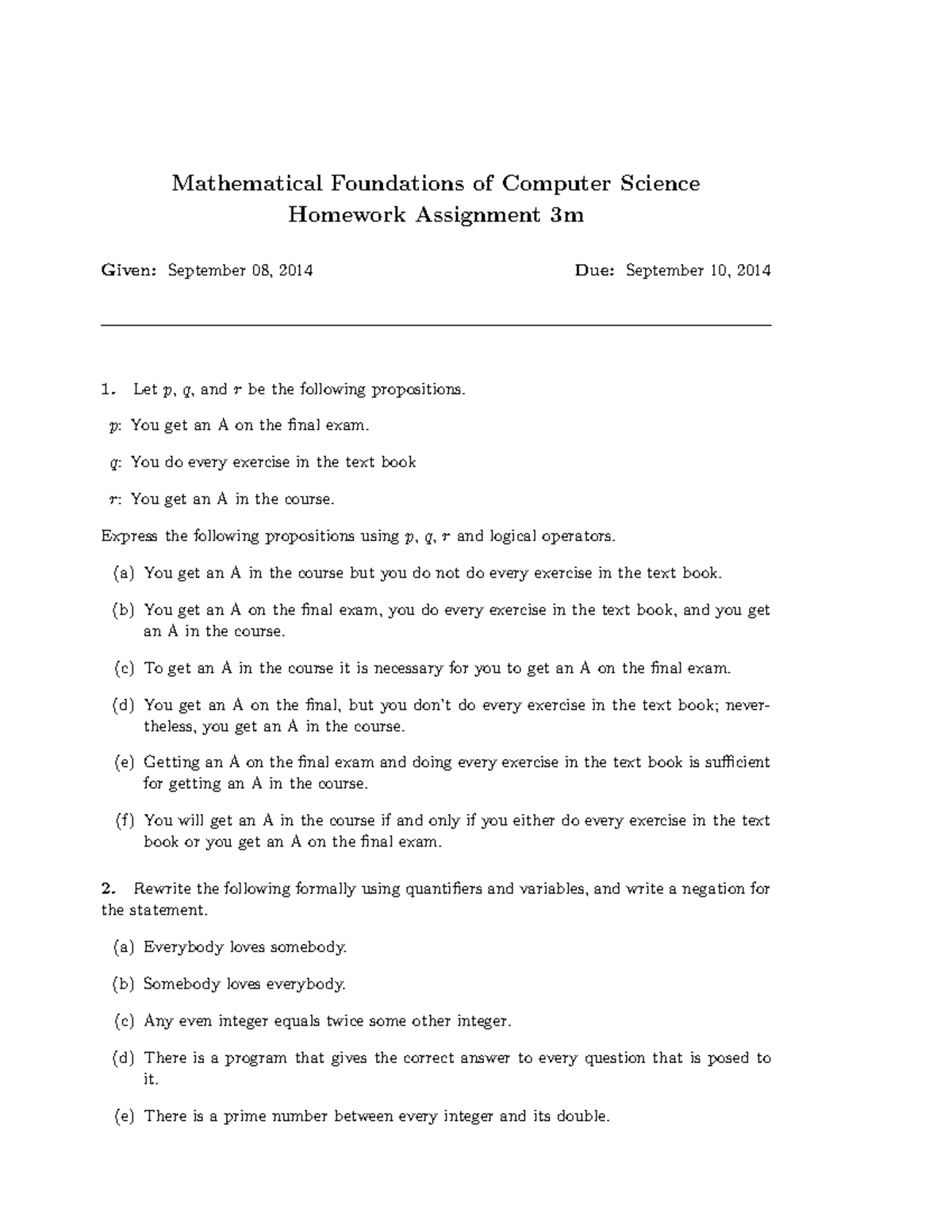Homework 3m - Mathematical Foundations of Computer Science Homework Assignment 3m Given ...