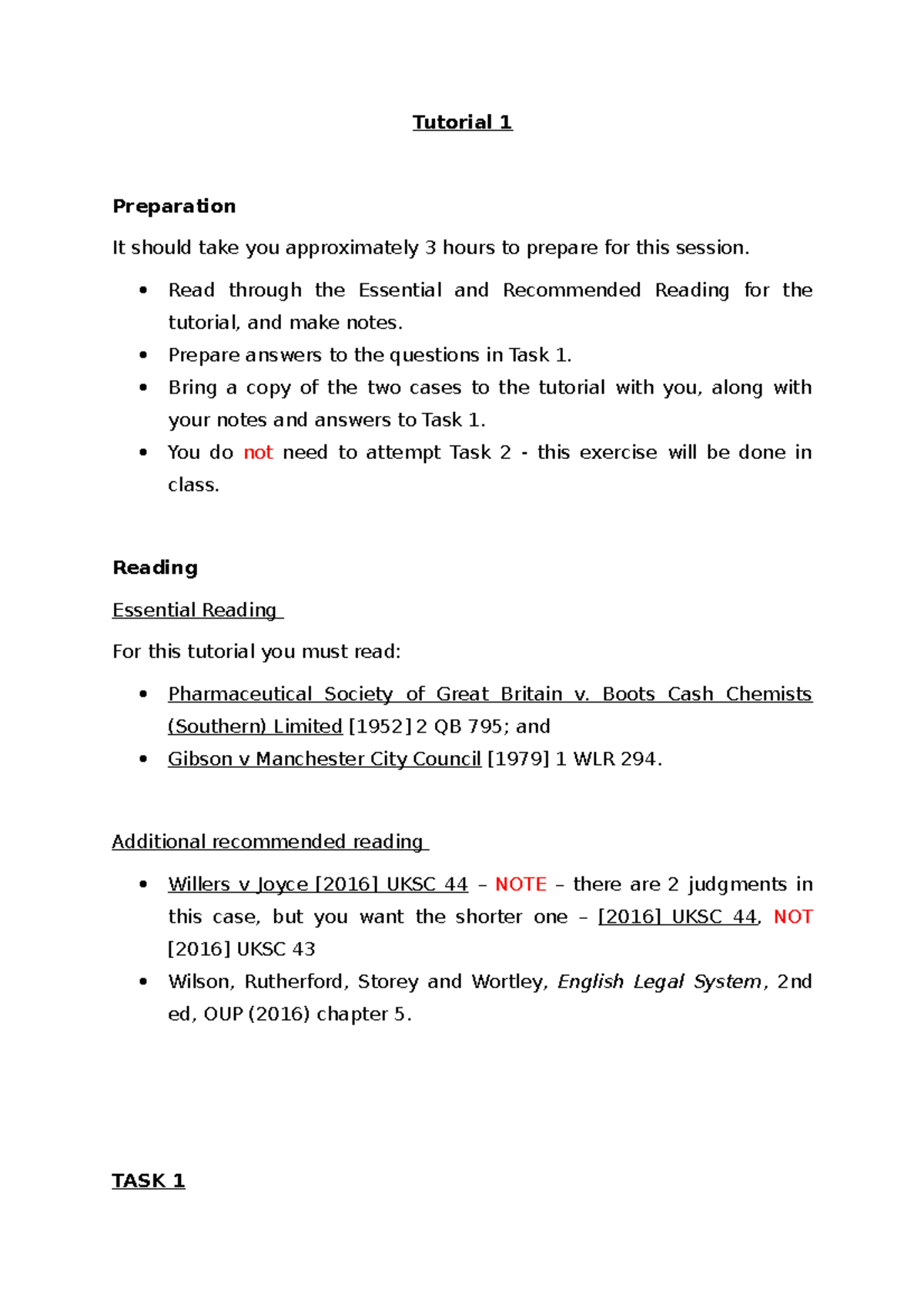 Tutorial 1 - answers - Tutorial 1 Preparation It should take you approximately 3 hours to ...