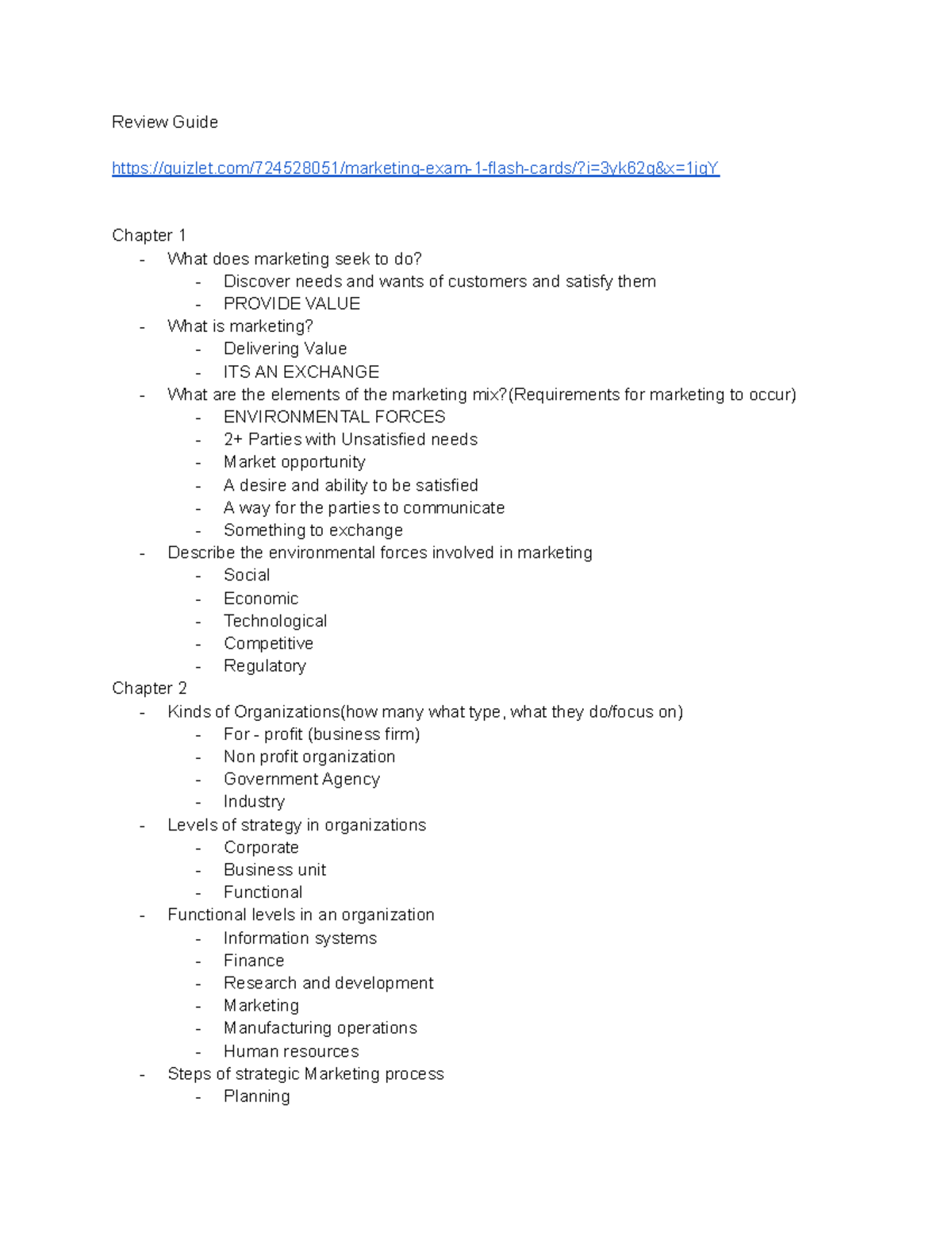 Marketing Exam 1 Guide - Google Docs - Review Guide - Studocu