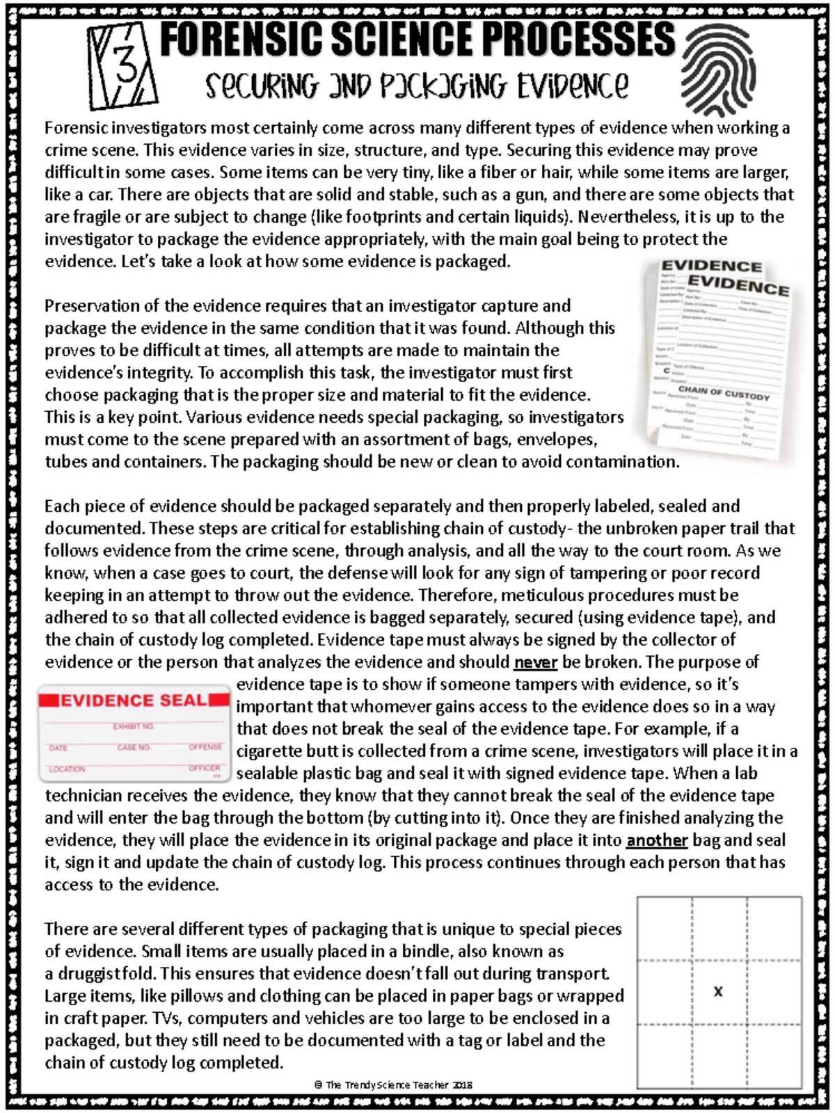 CSI activity - Securing and Packaging Evidence FORENSIC SCIENCE ...