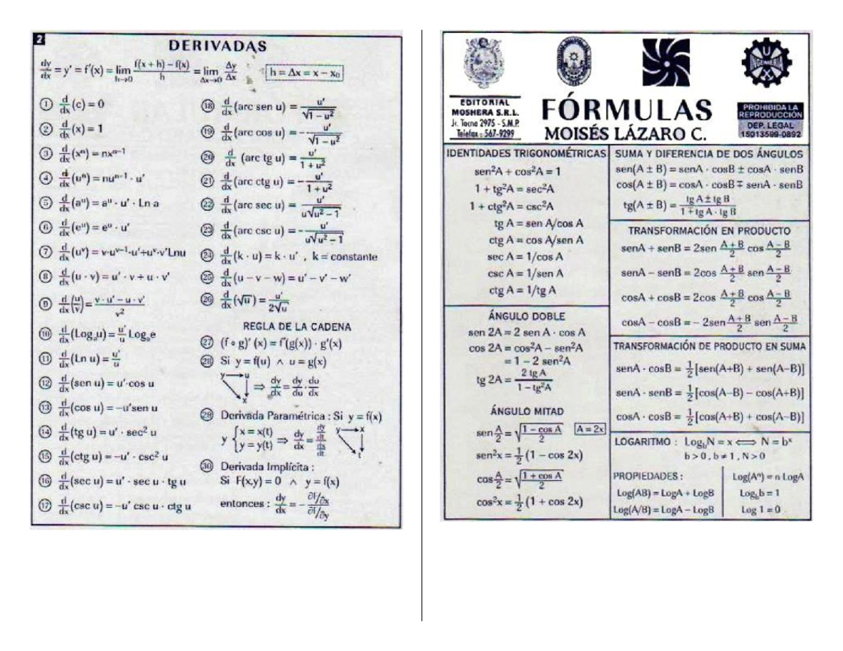 Fórmulas De Mate - Vean Si Les Sirve Pe - Matemática para ingenieros II ...