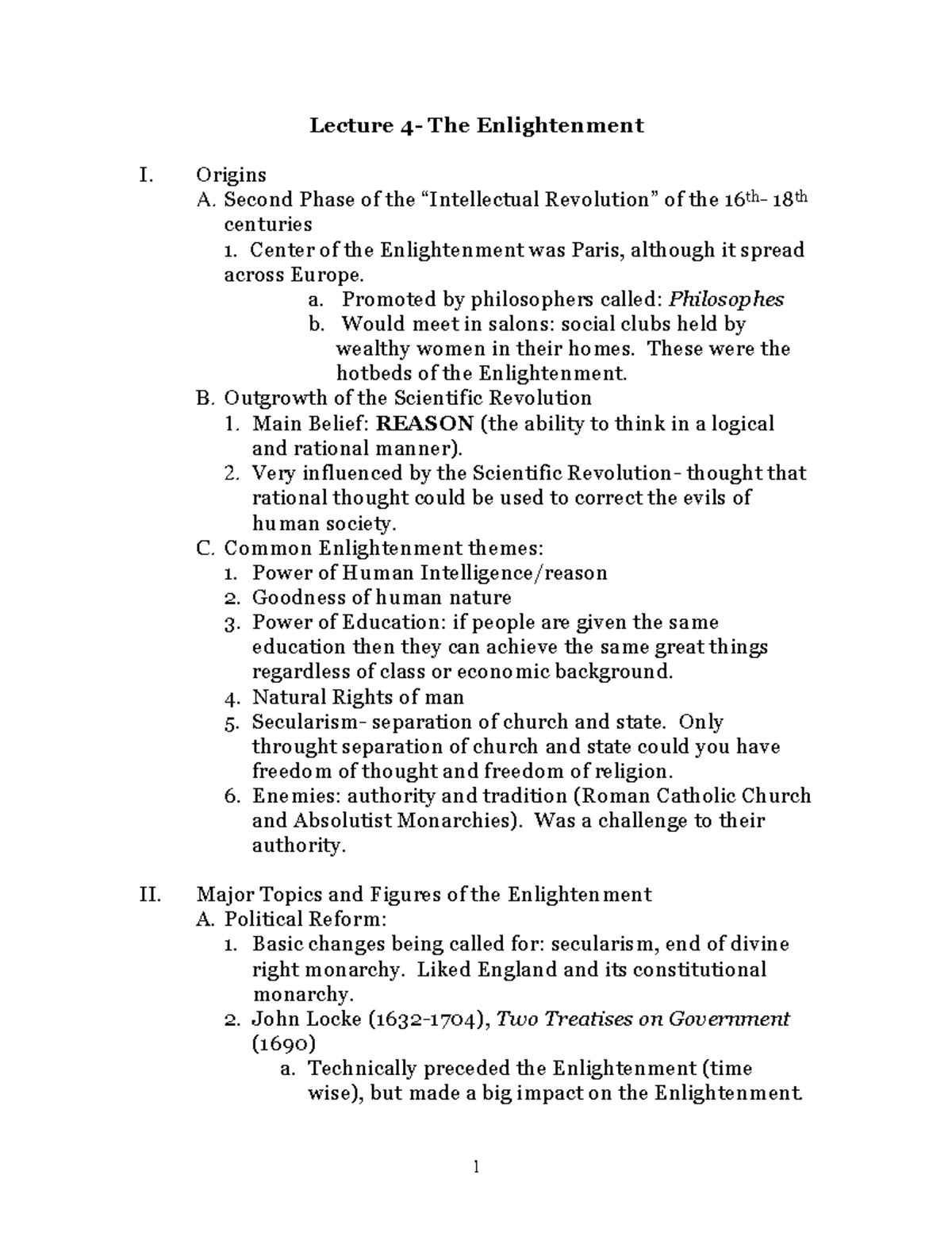 Lecture 4 - Professor Donald McAbee - Lecture 4- The Enlightenment I ...