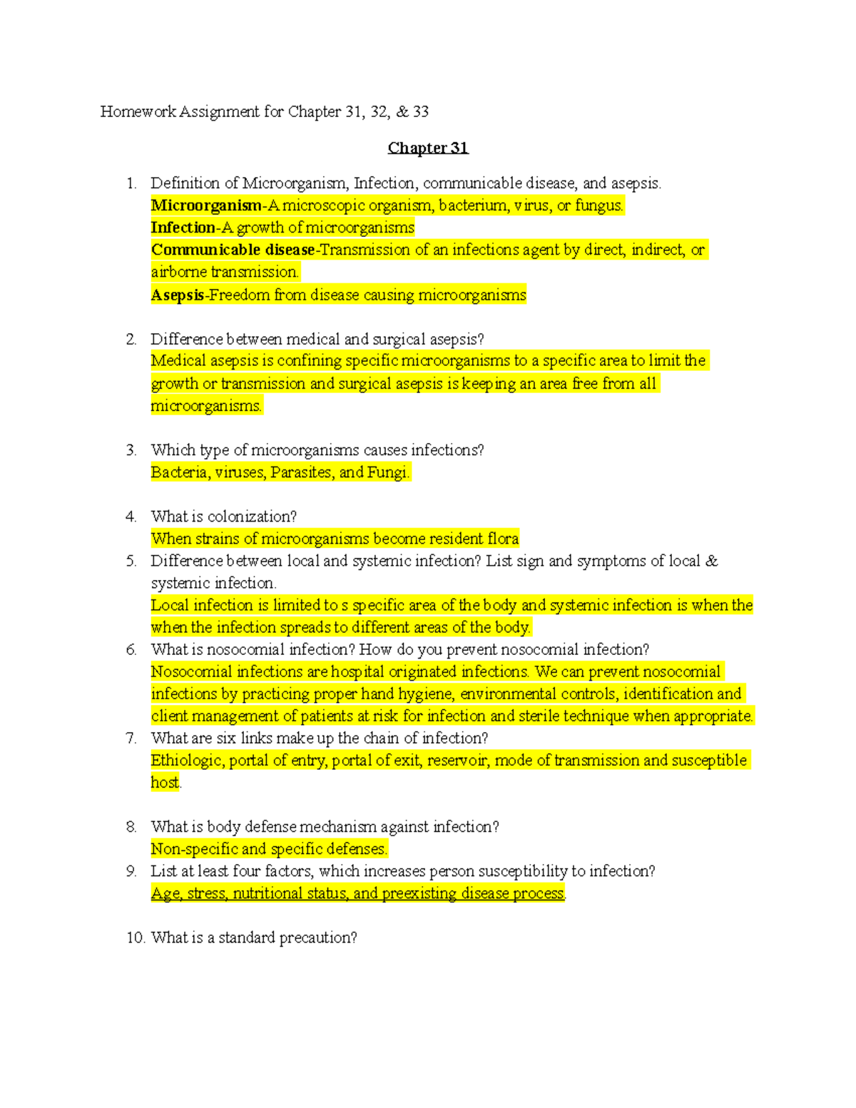 HW Assignment Chapter 31-33 - Studocu