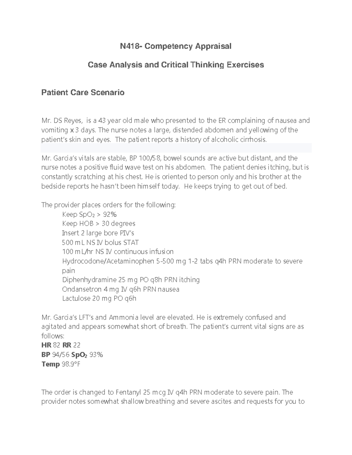 N418 Case Analysis and Competency Check - Warning: TT: undefined ...