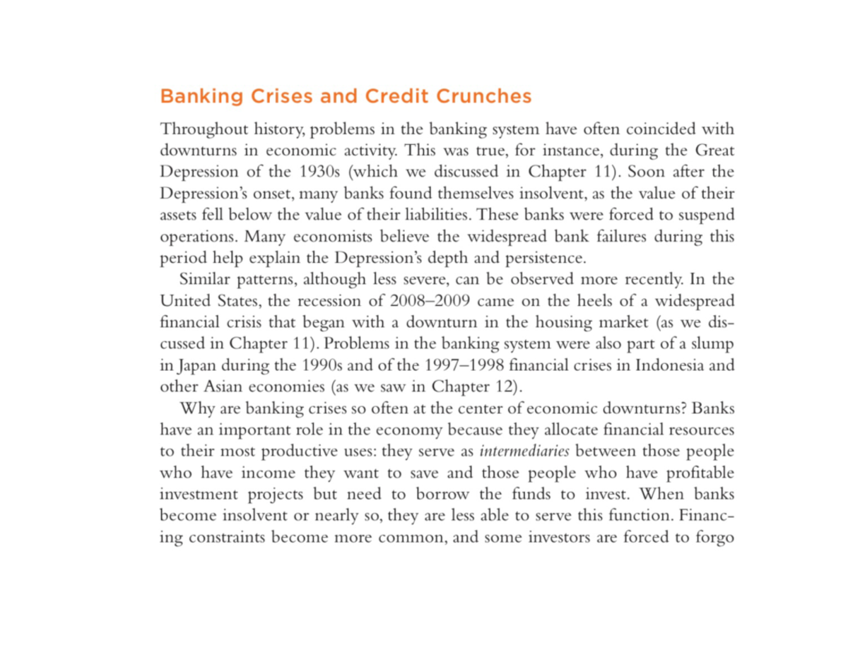 Banking Crises and Credit Crunches - MACRO ECONOMICS - Studocu