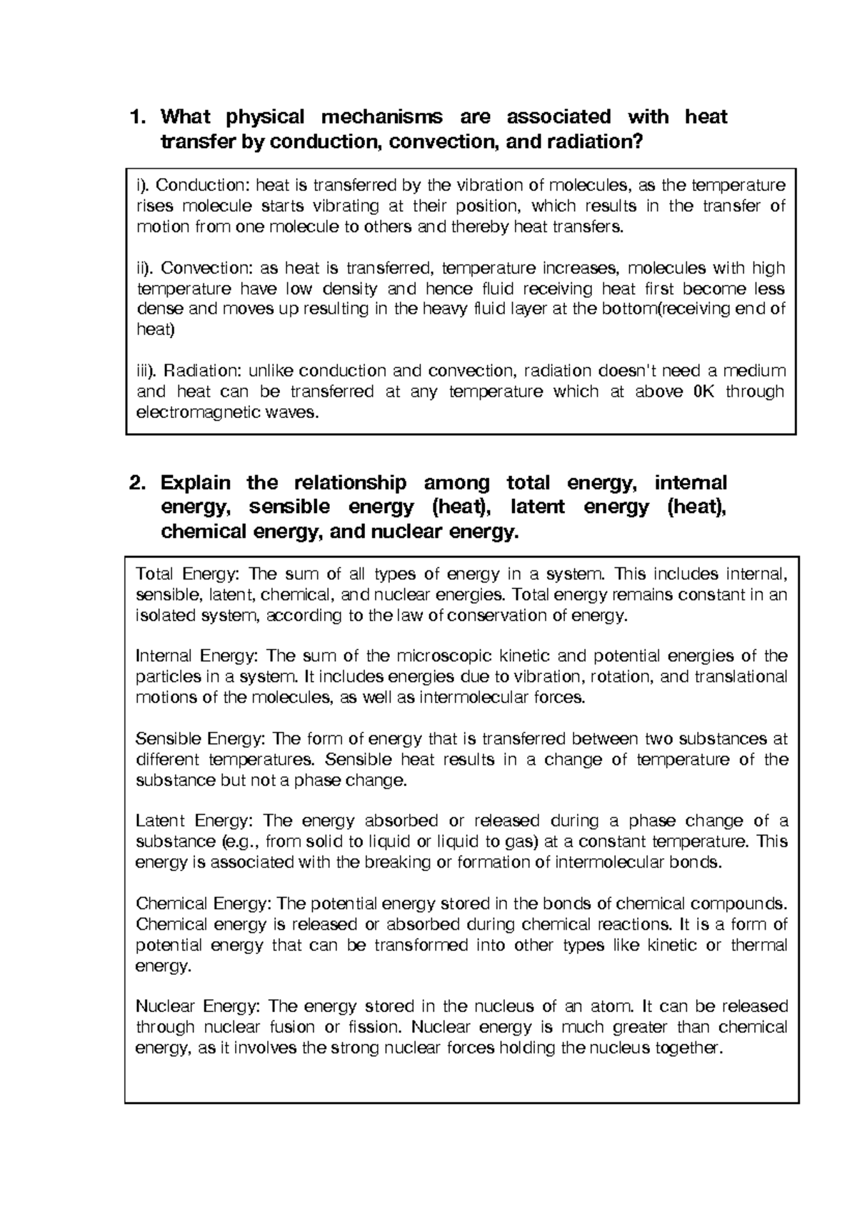 Homework 1 - 1. What physical mechanisms are associated with heat ...