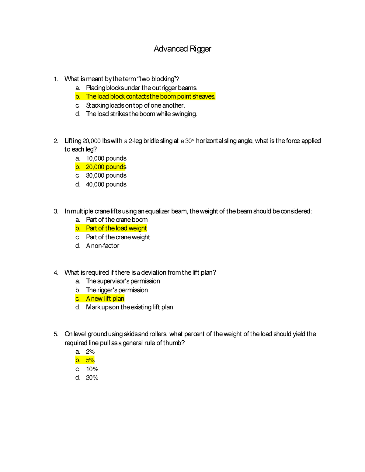 Advanced Rigging TEST-1 - Advanced Rigger What ismeant bythe term two ...