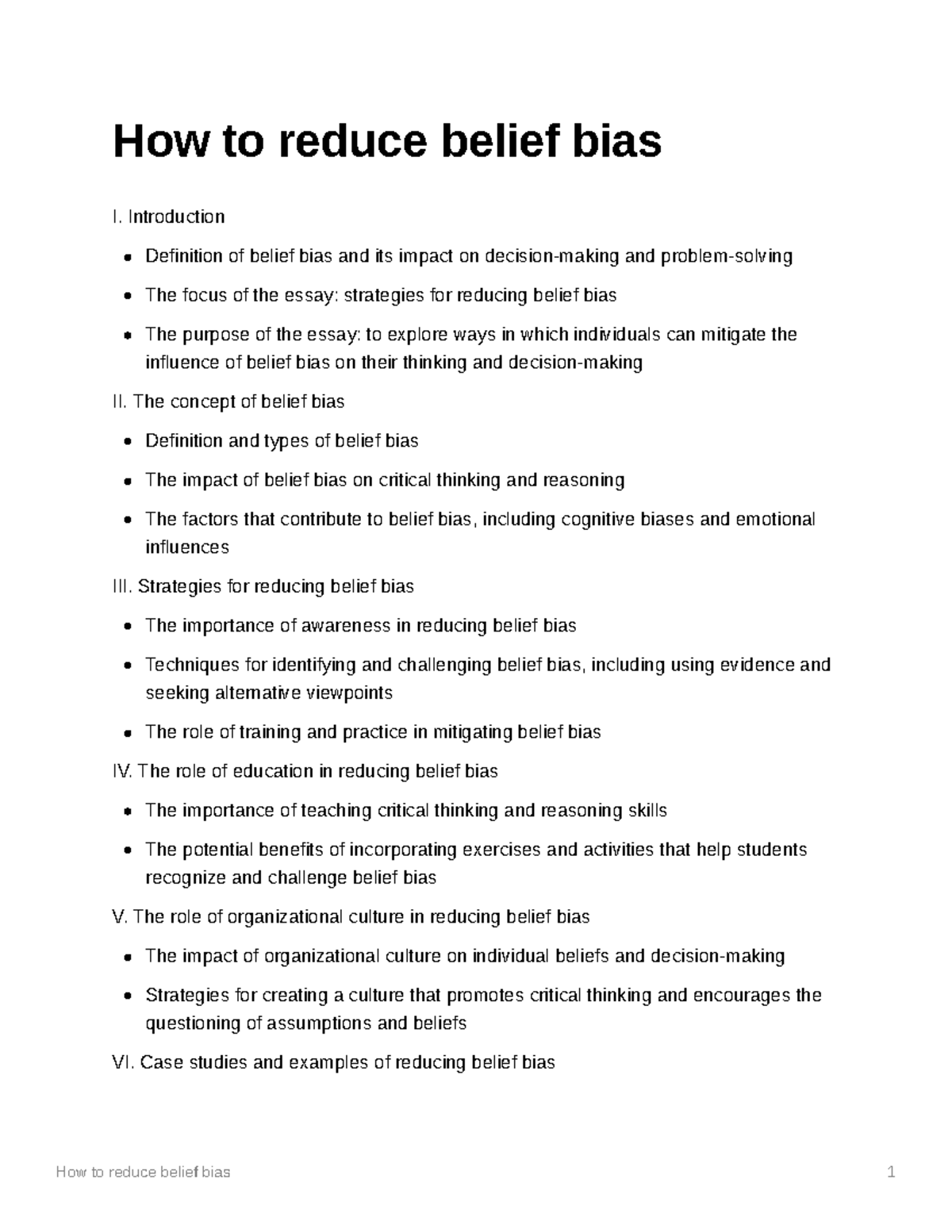 How to reduce belief bias - Introduction Definition of belief bias and ...