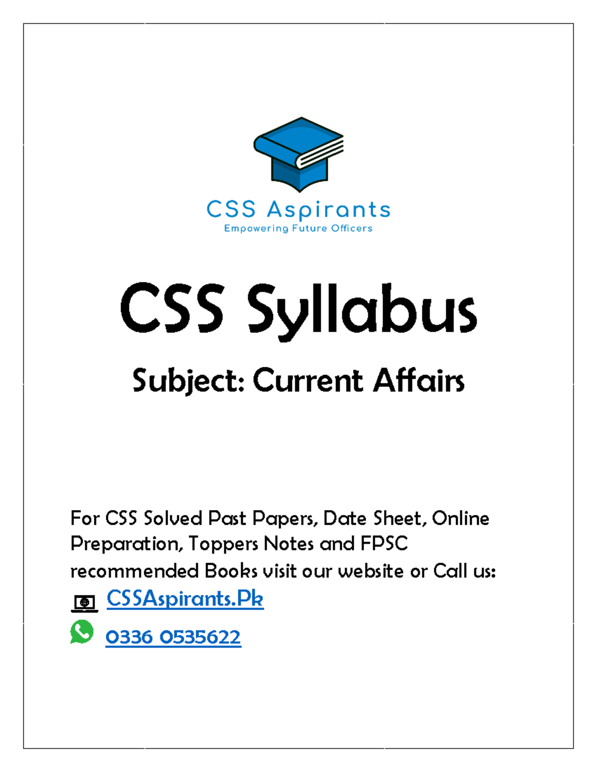 Current Affairs CSS Syllabus - CSS Syllabus Subject: Current Affairs ...