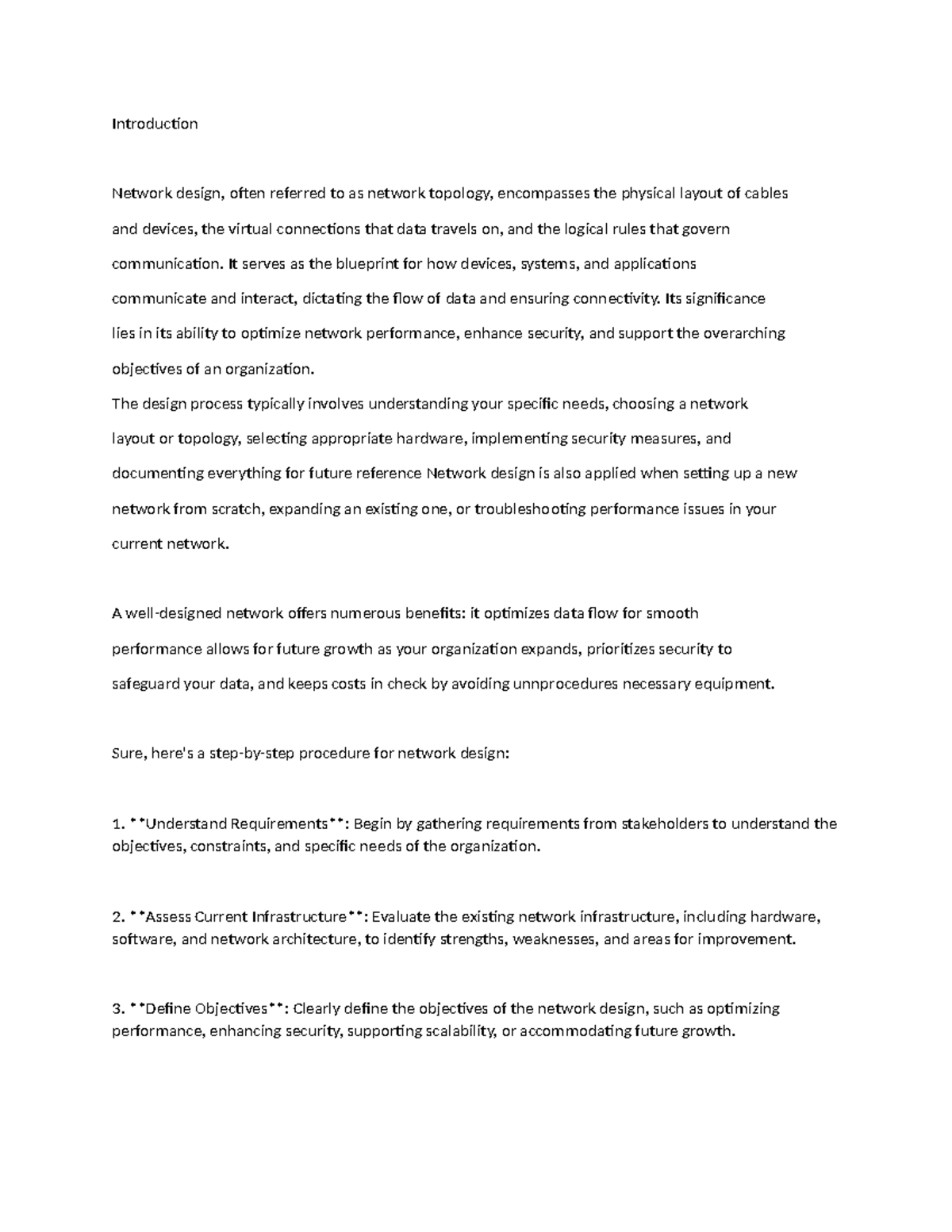 Intro to Network - This will help you - Introduction Network design, often referred to as ...