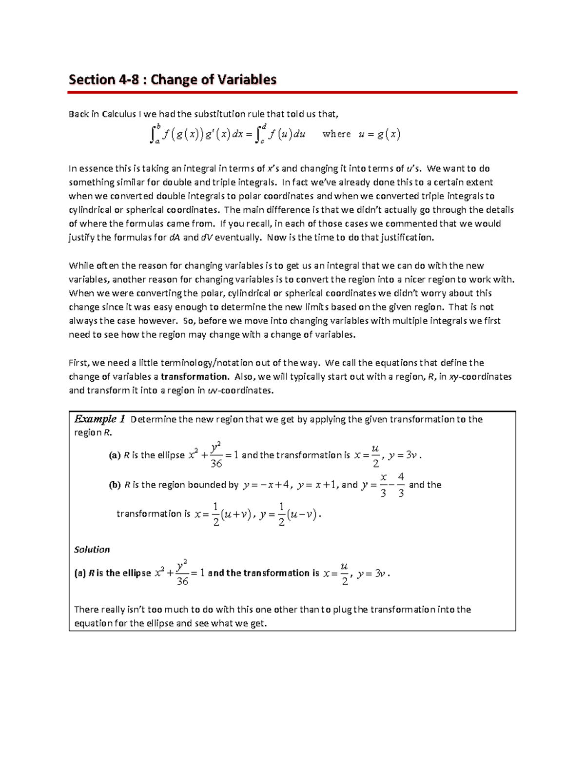 Calc III Change Of Variables - Section 4-8 : Change of Variables Back ...