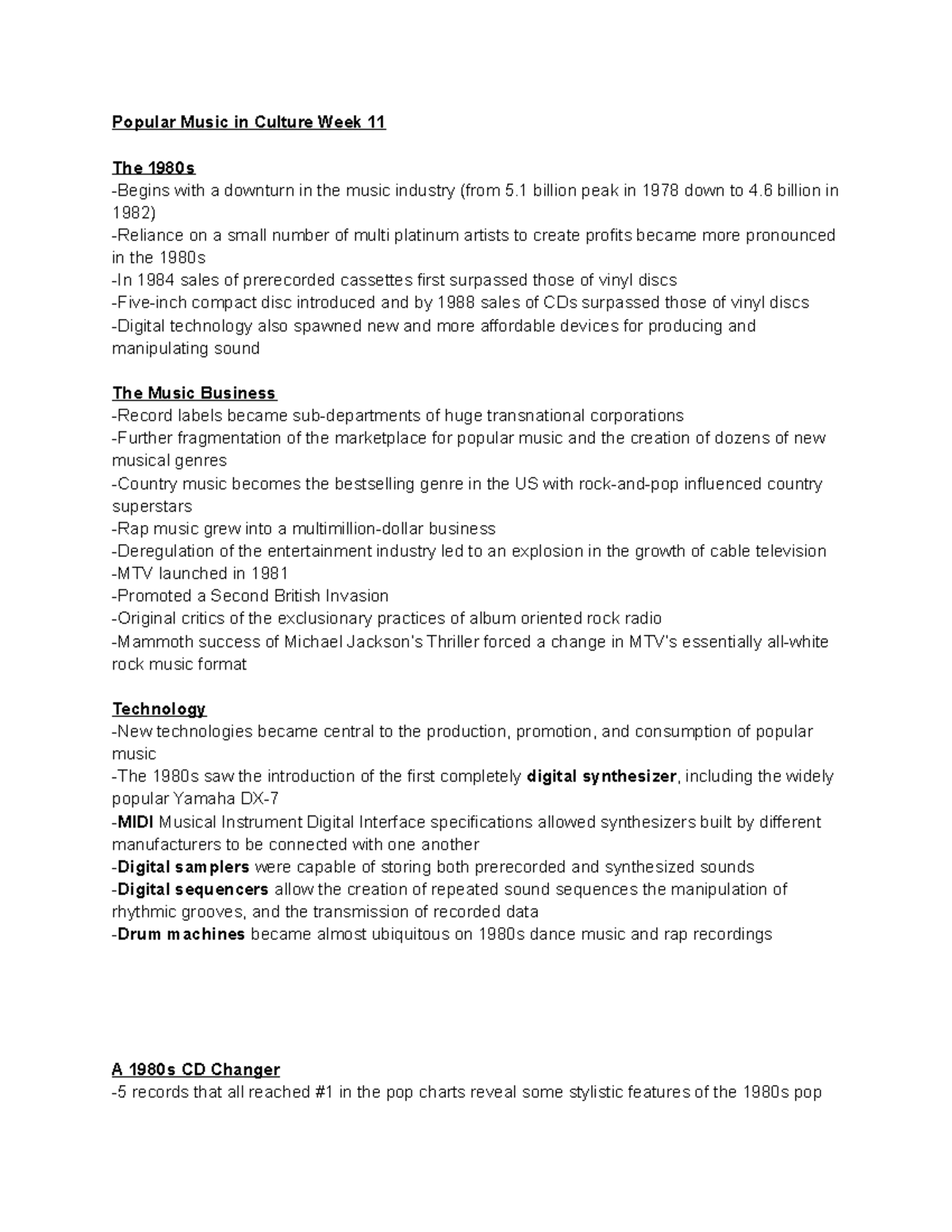 Popular Music in Culture Week 11 - Studocu