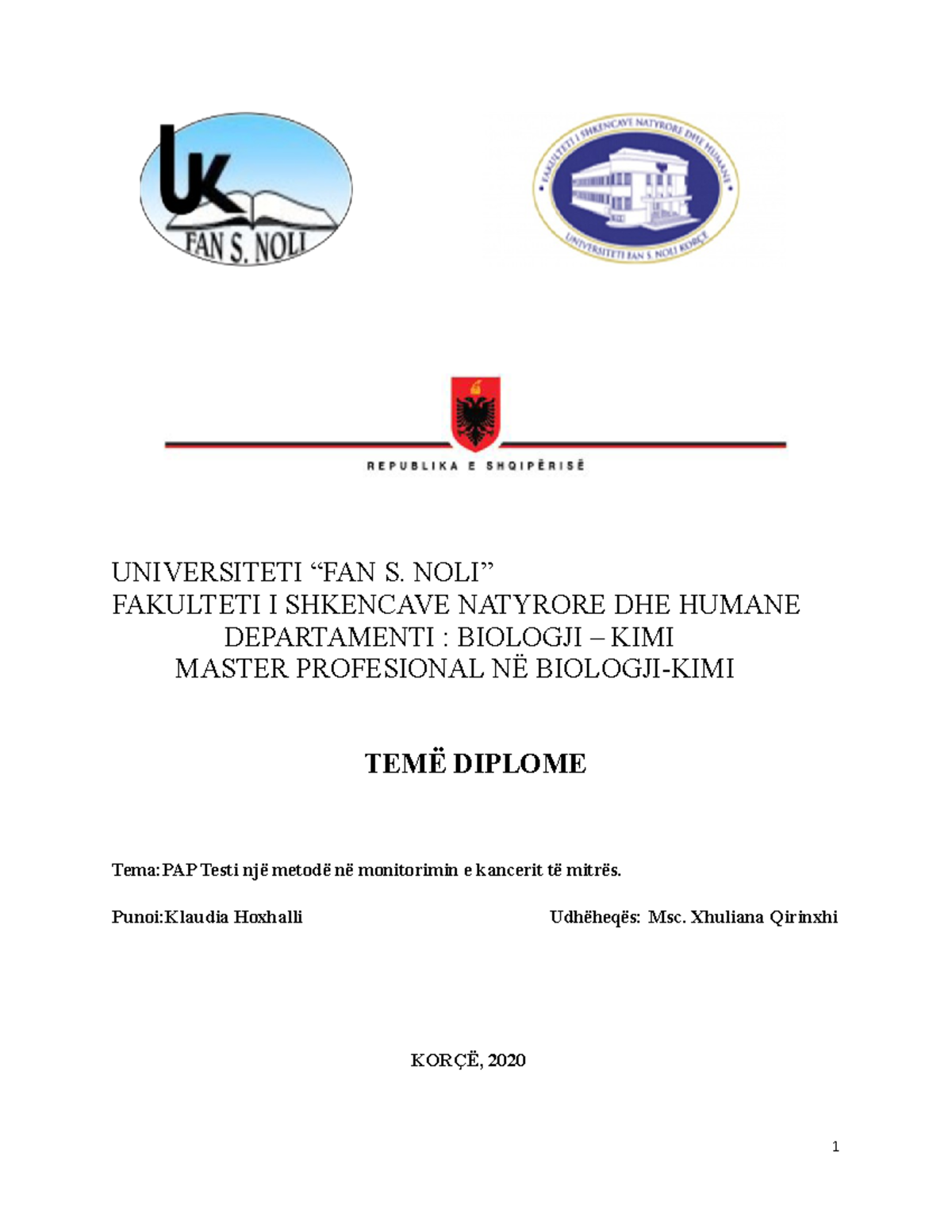 Tema e diplomes - Neccessriamente vorrei questo documento, per favore - UNIVERSITETI “FAN S ...