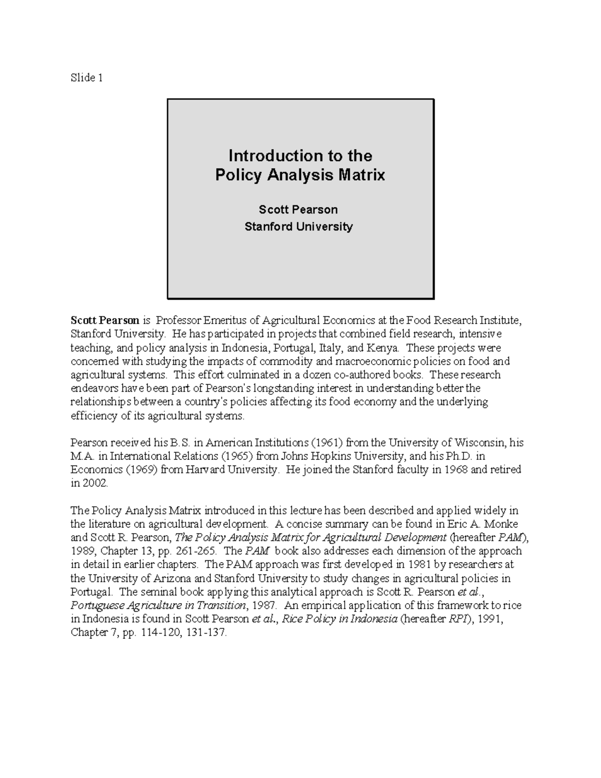 Introduction To The Policy Analysis Matrix By Scott Pearson Introduction To The Policy introduction-to-the-policy-analysis-matrix-by-scott-pearson-introduction-to-the-policy