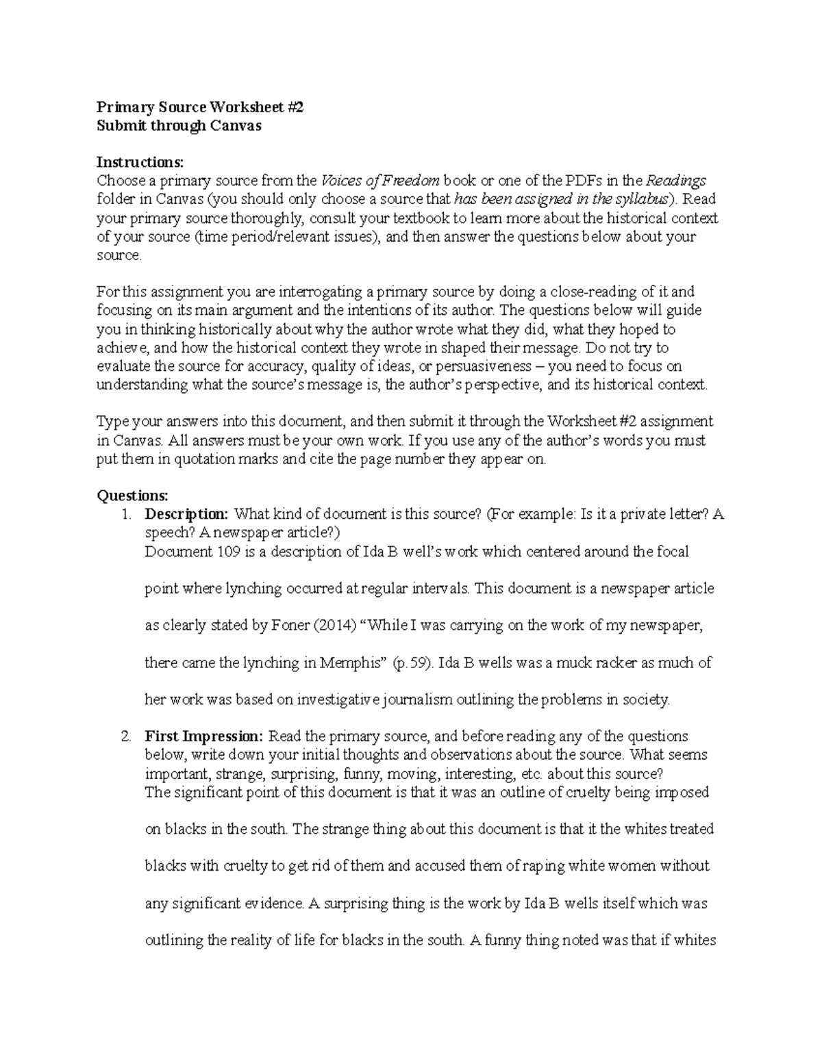 Worksheet 2 by Shazar KHAN - Primary Source Worksheet # Submit through ...