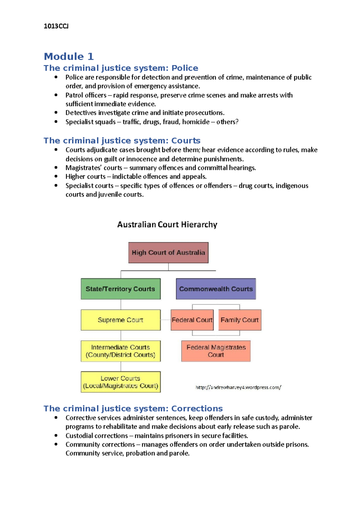 Introduction to Criminology - Module 1 The criminal justice system ...