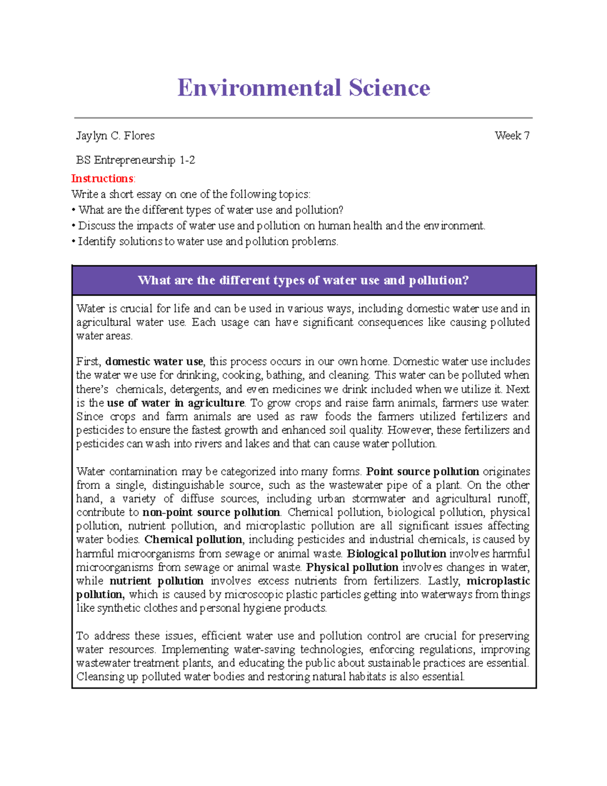 W7 Environmental Science - Environmental Science Jaylyn C. Flores Week ...