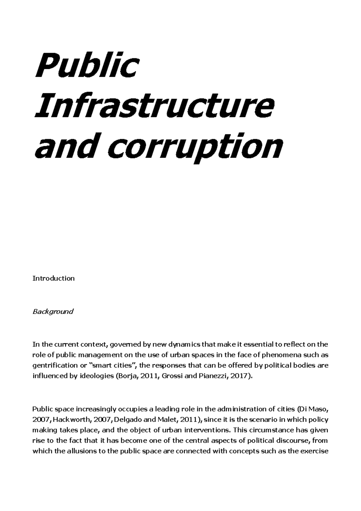 17 Public Infrastructure and corruption - Public Infrastructure and corruption Introduction ...