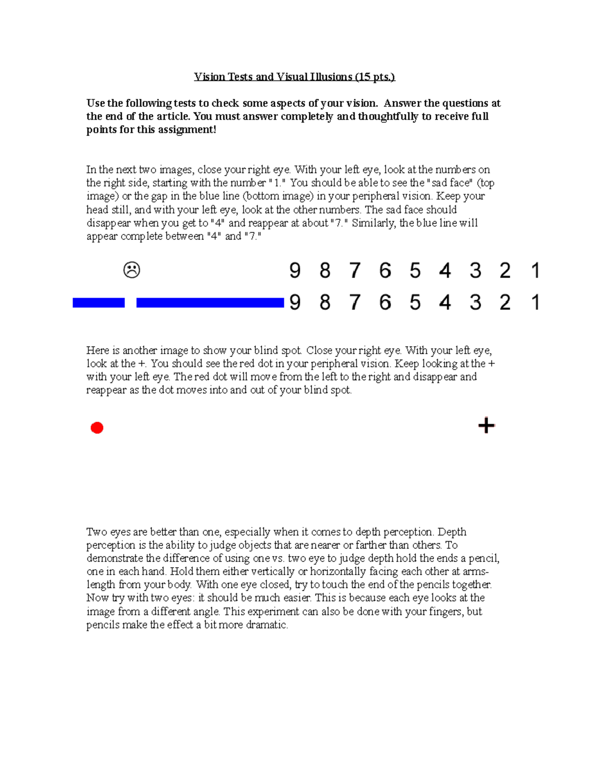 Optical Illusions - Lab - Vision Tests and Visual Illusions (15 pts ...