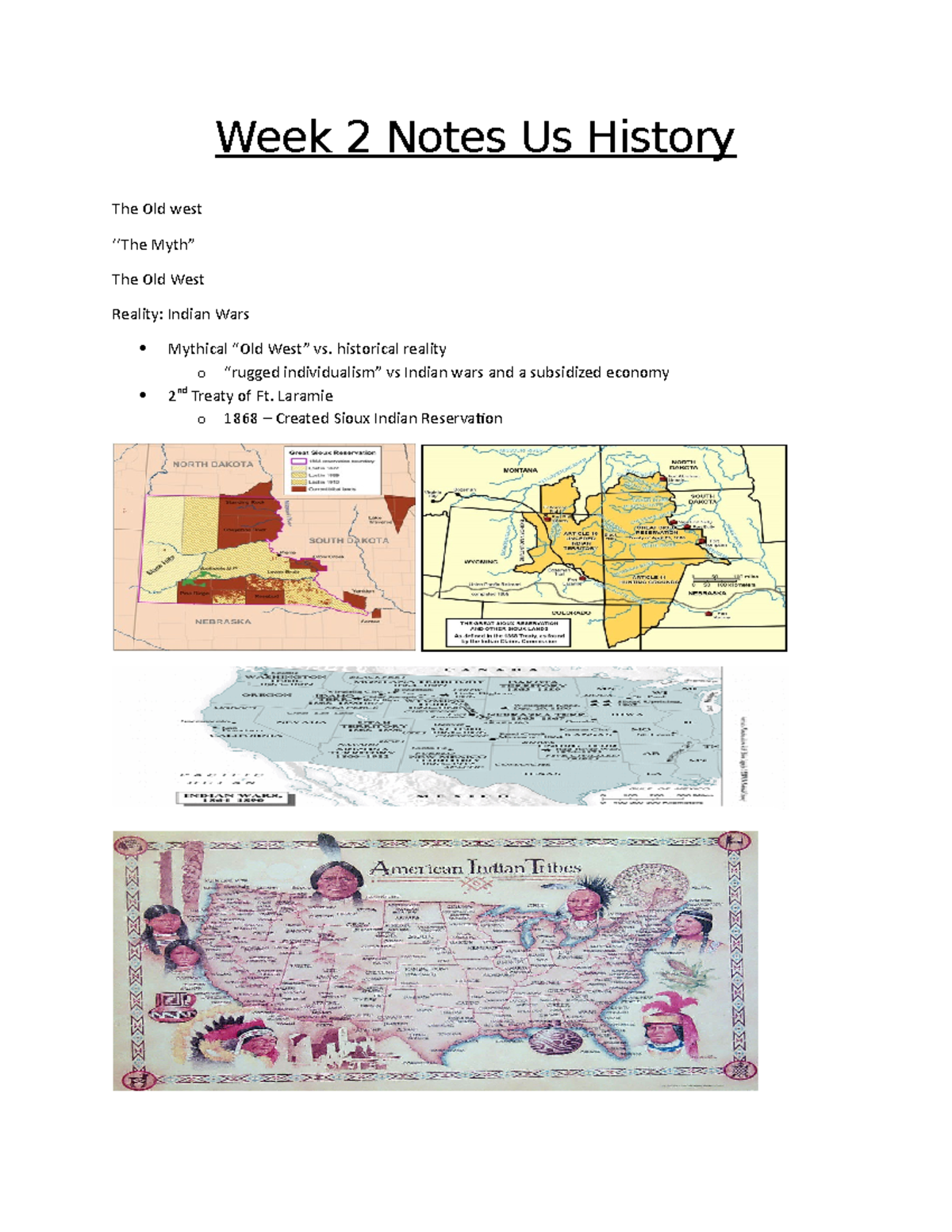 Week 2 notes - Week 2 Notes Us History The Old west ‘‘The Myth” The Old ...