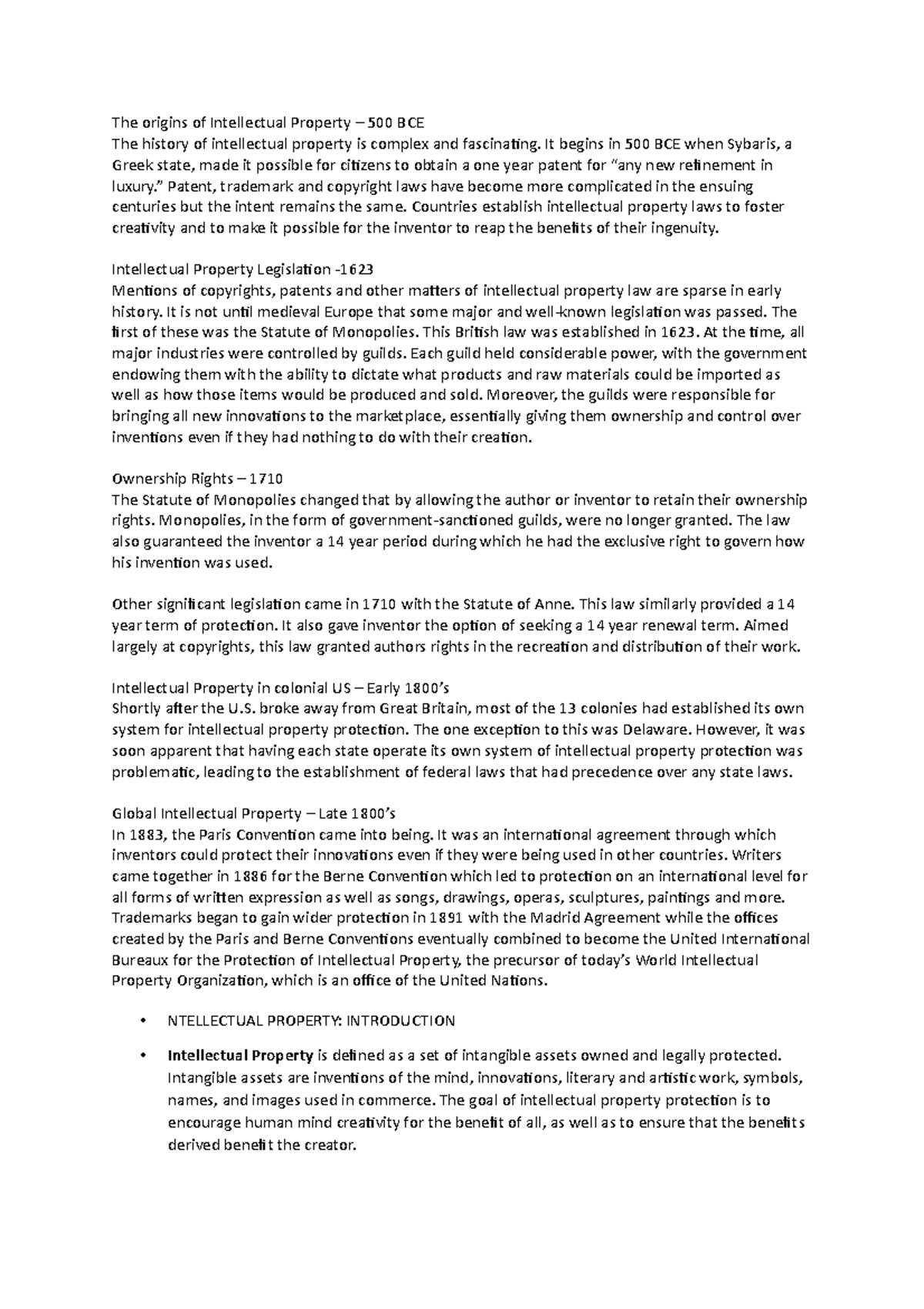 Intellectual Property rights - The origins of Intellectual Property ...