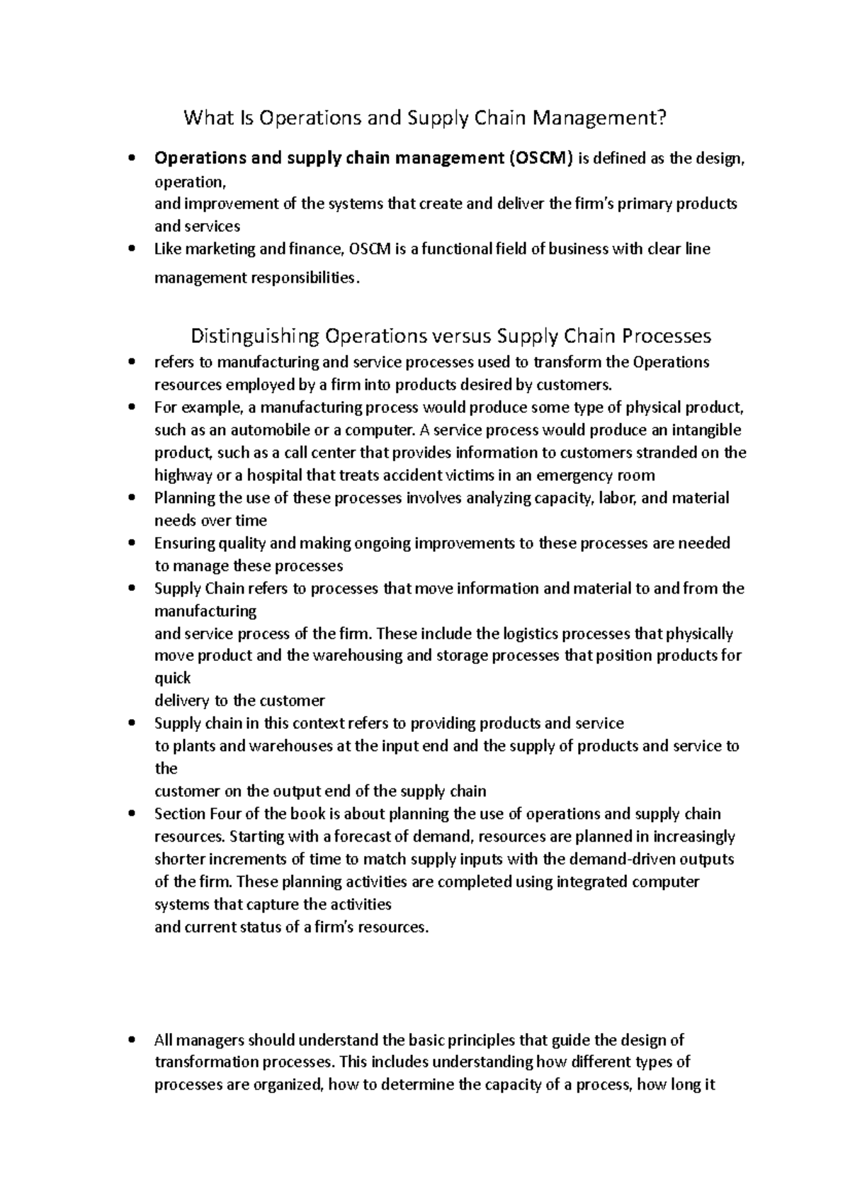 Chapter 1 notes (Auto Recovered) - What Is Operations and Supply Chain ...