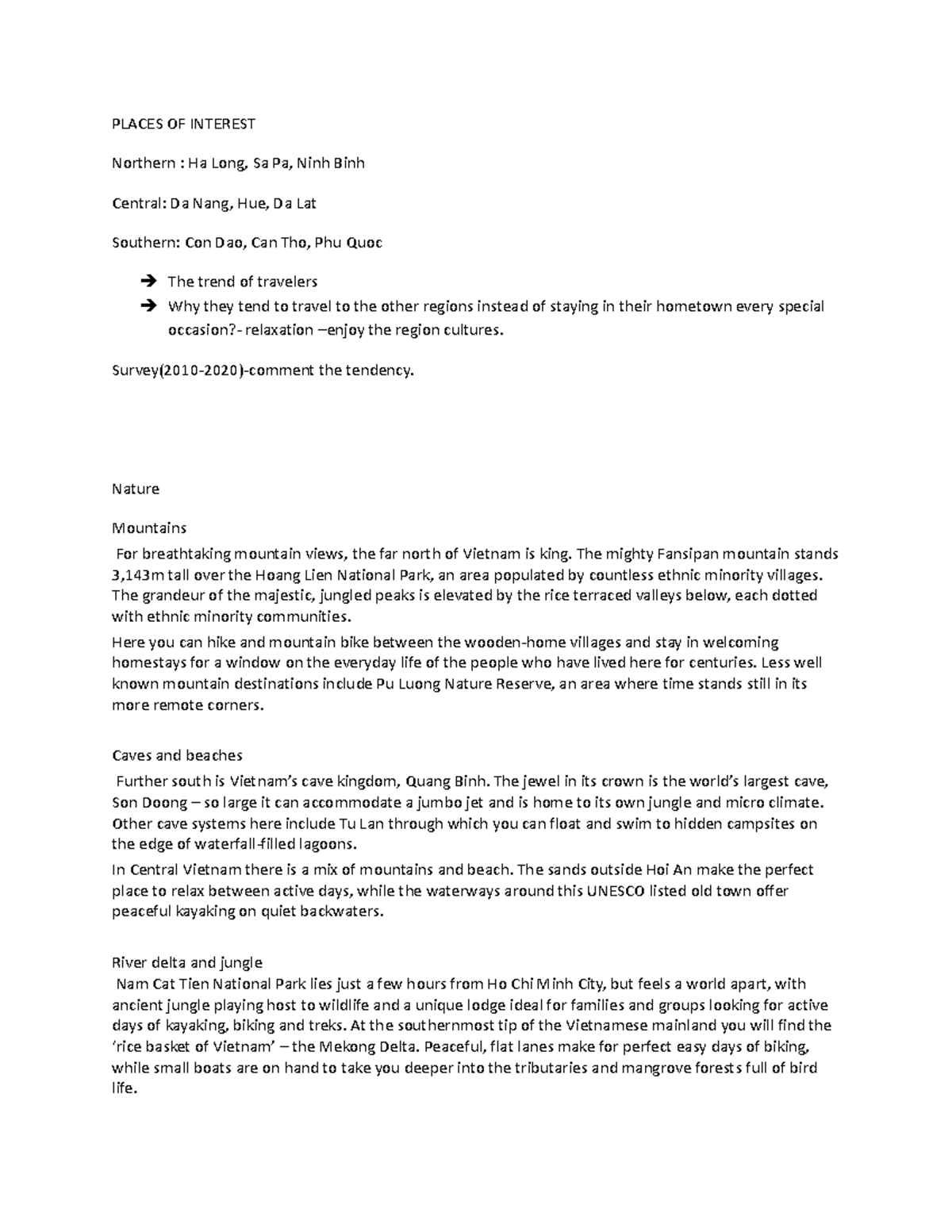 Places OF Interest - Script and ideas - PLACES OF INTEREST Northern ...