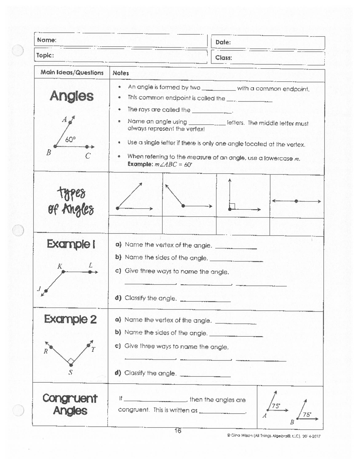 Angles - Geometry unit - Name: 1 IDate: —_______________ LTopic: [Class ...