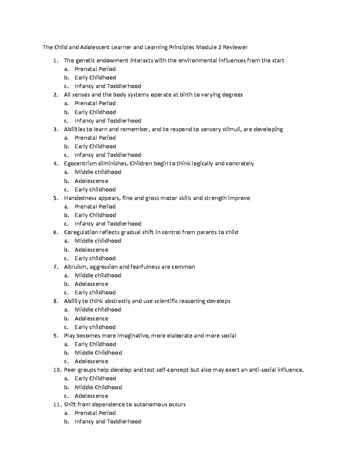 The Child and Adolescent Learner and Learning Principles Module 2 ...