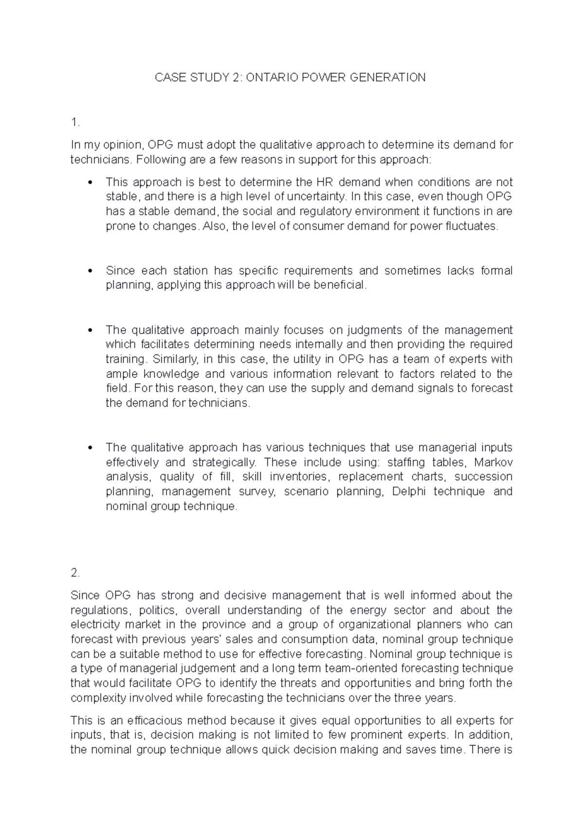 CASE STUDY ONTARIO POWER GENERATION - CASE STUDY 2: ONTARIO POWER ...