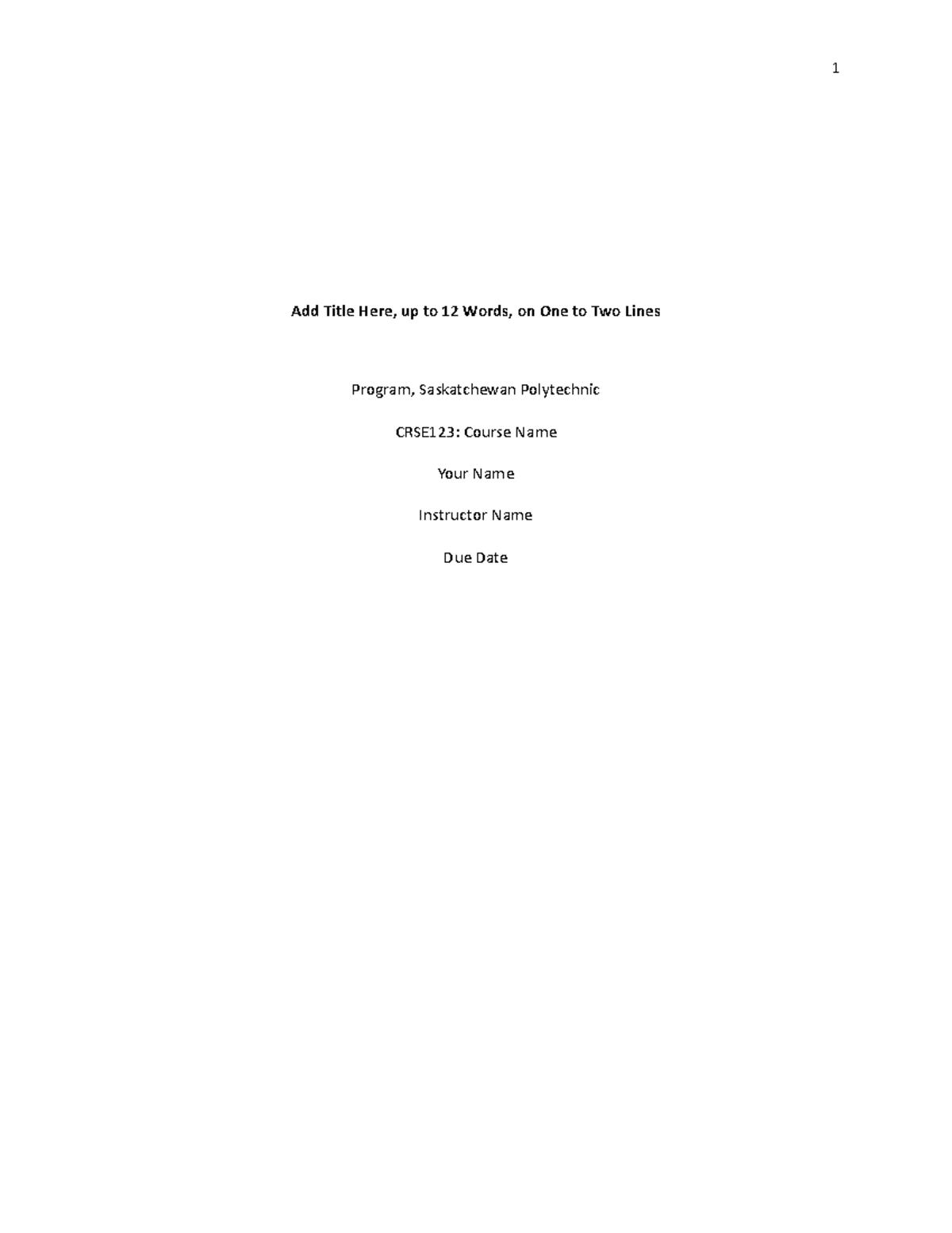 Research and Reflection Paper Template - Add Title Here, up to 12 Words ...