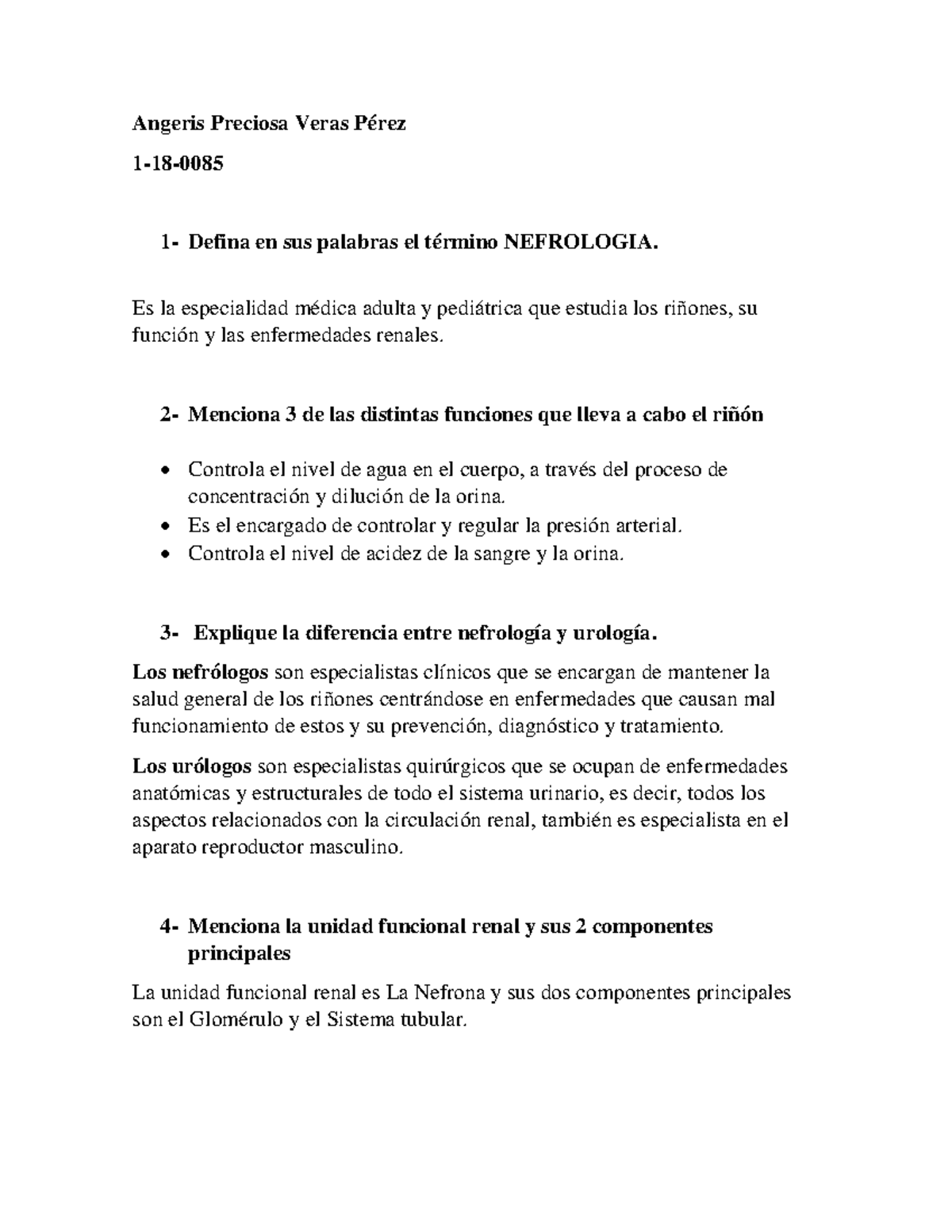 Introducción a la Nefrologia - Angeris Preciosa Veras Pérez 1-18- 1 ...