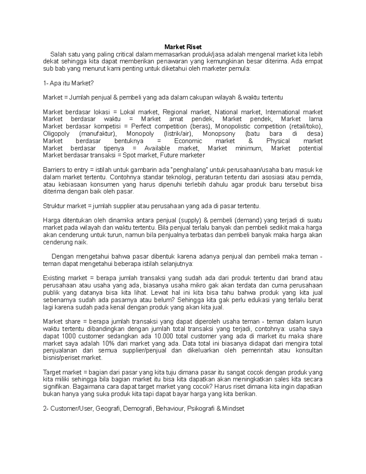 2- Market Riset - Bab Kedua - Market Riset Salah satu yang paling ...