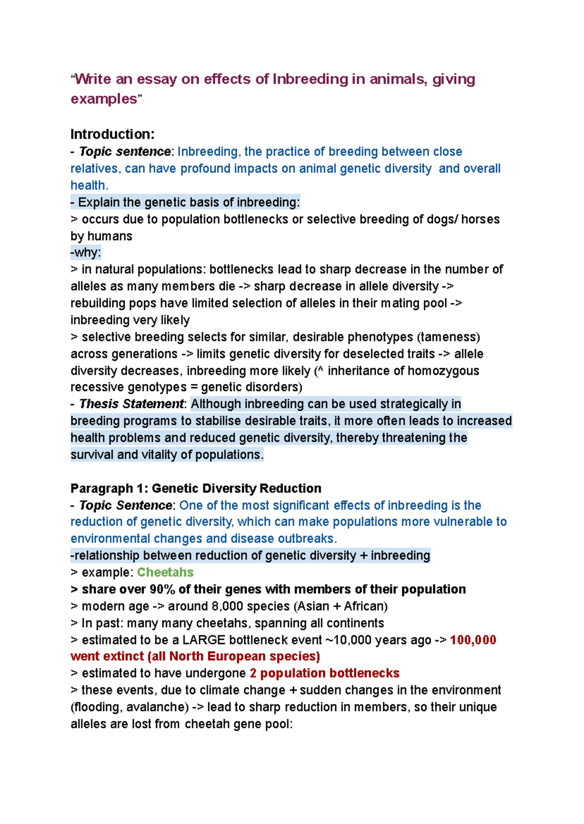 Inbreeding (animal + humans) - “Write an essay on effects of Inbreeding ...