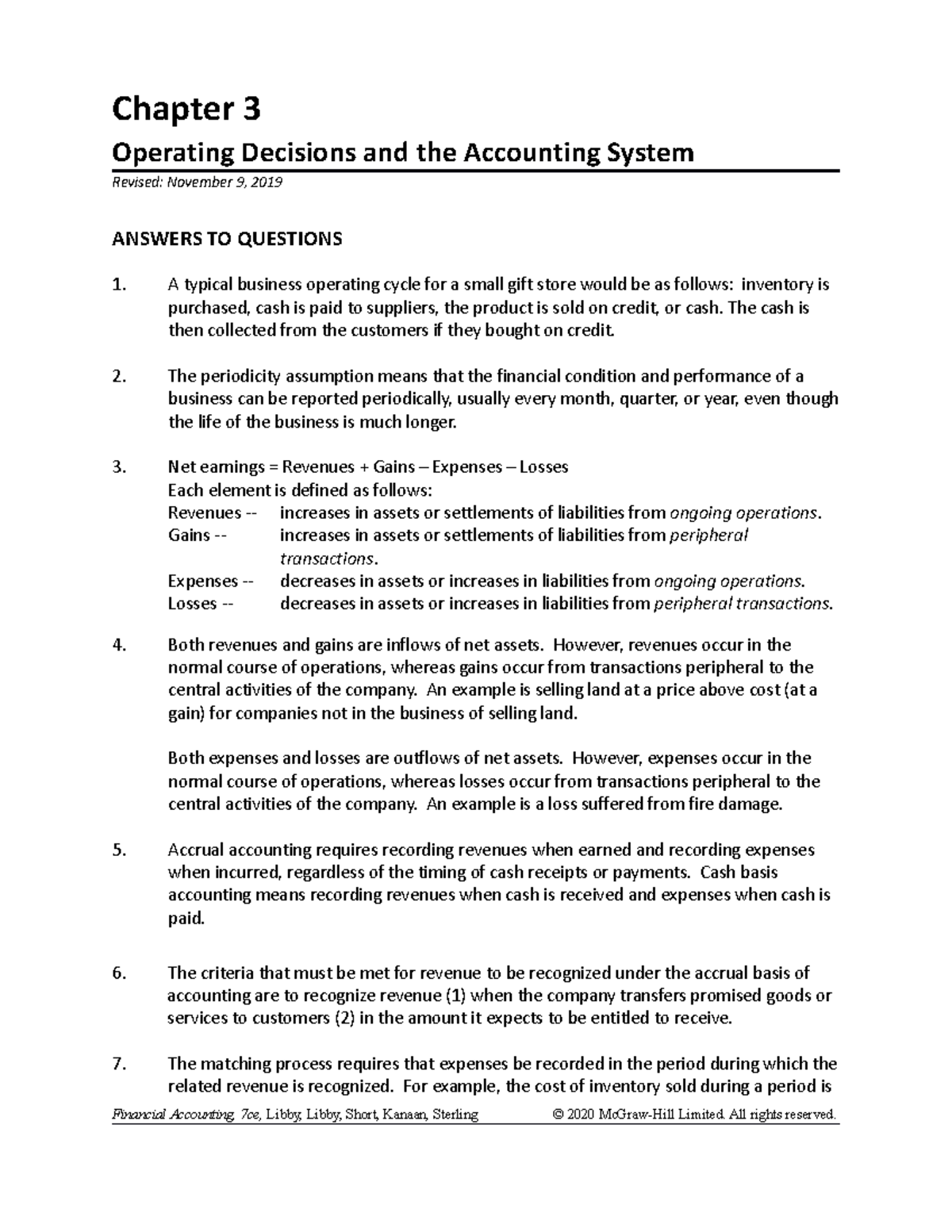 Answers 3 - Chapter 3 Operating Decisions and the Accounting System ...