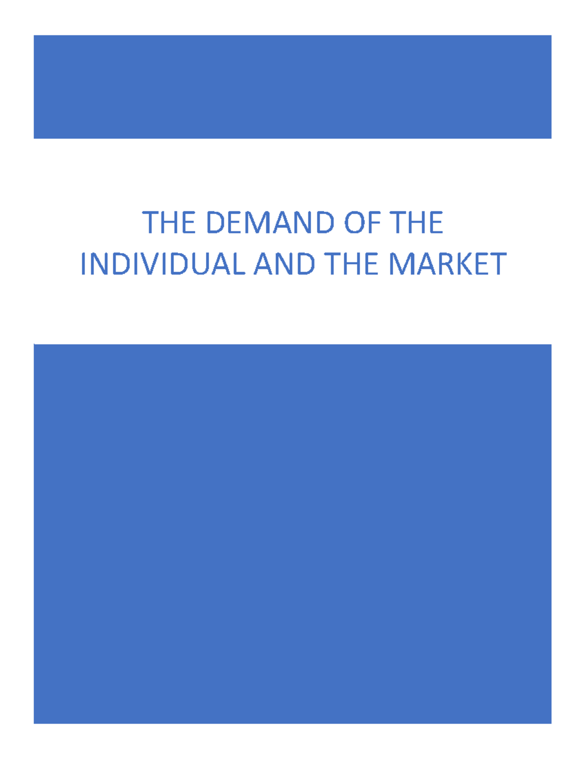 THE Demand OF THE Individual AND THE Market - THE DEMAND OF THE ...