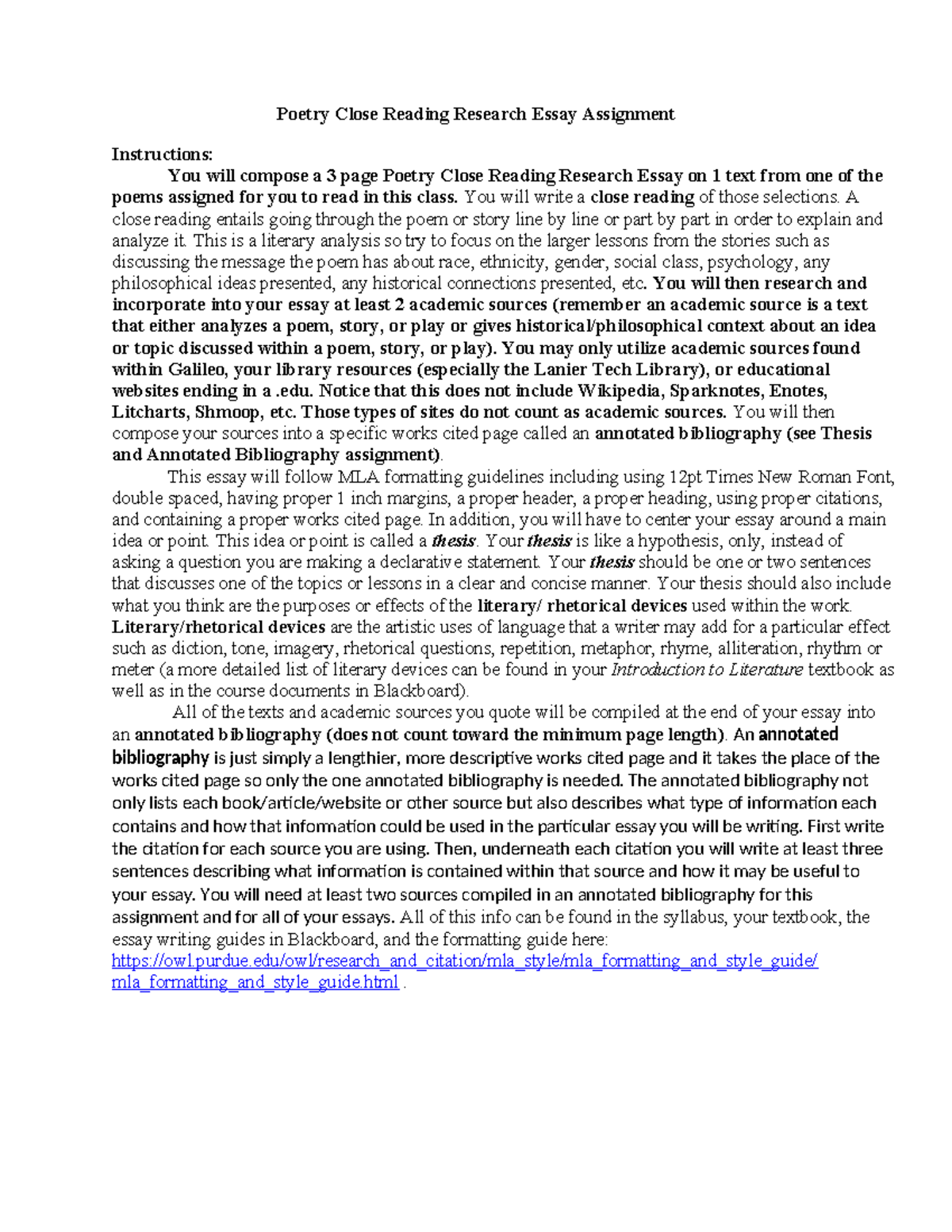 Lanier Tech 1102 Poetry Research Essay Prompt(3) - Poetry Close Reading ...