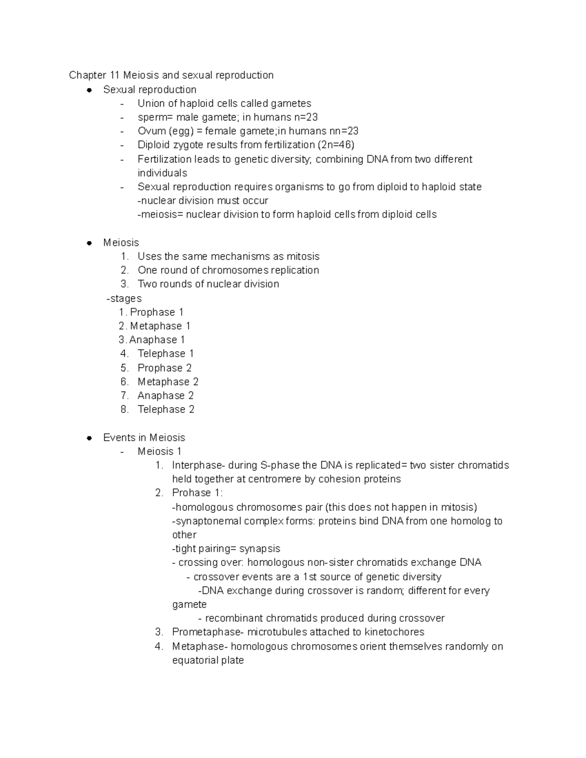 Bio chapter 11 meiosis - Chapter 11 Meiosis and sexual reproduction ...