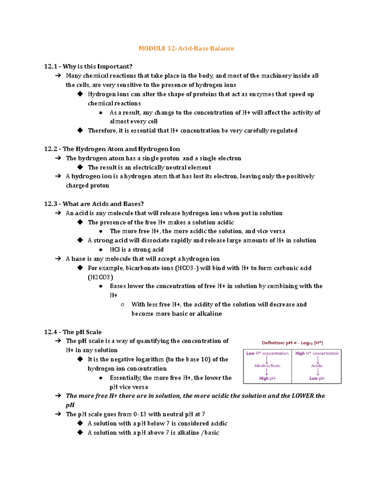 Module 12 - Acid-Base Balance - MODULE 12: Acid-Base Balance 12 - Why ...
