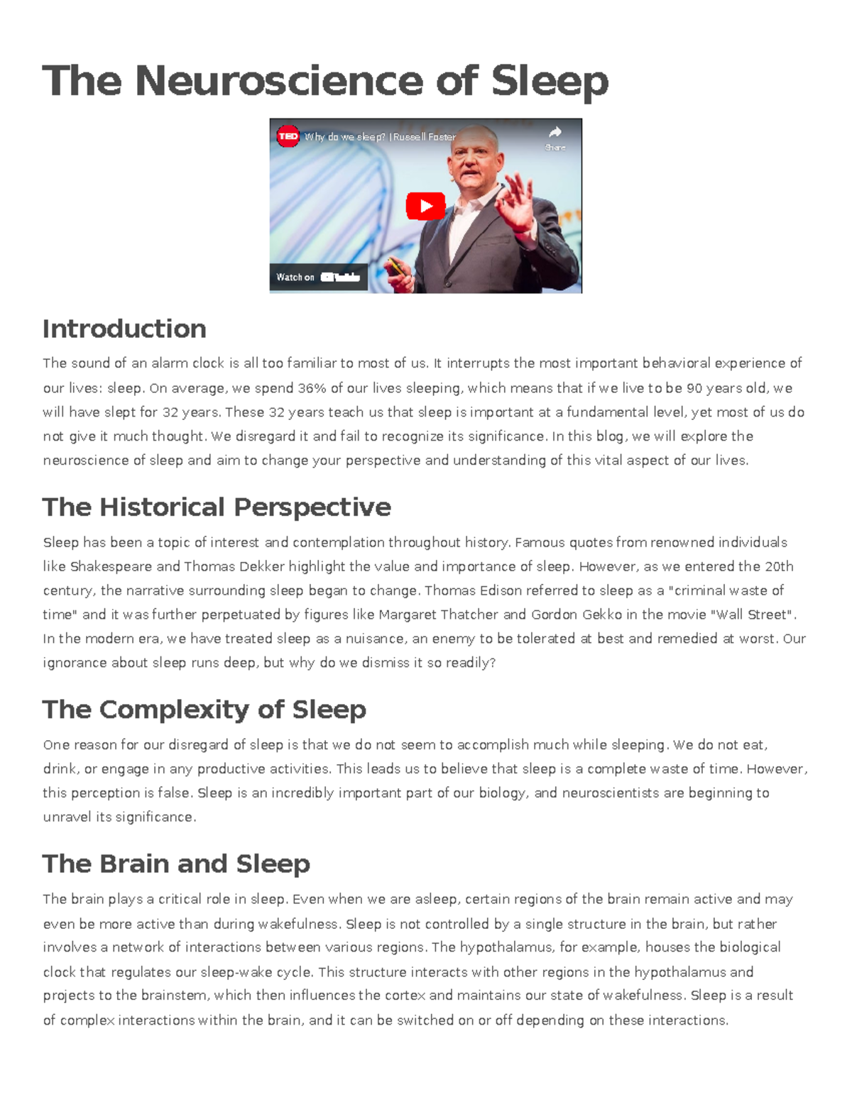The Neuroscience of Sleep - The Neuroscience of Sleep Watch on Why do ...