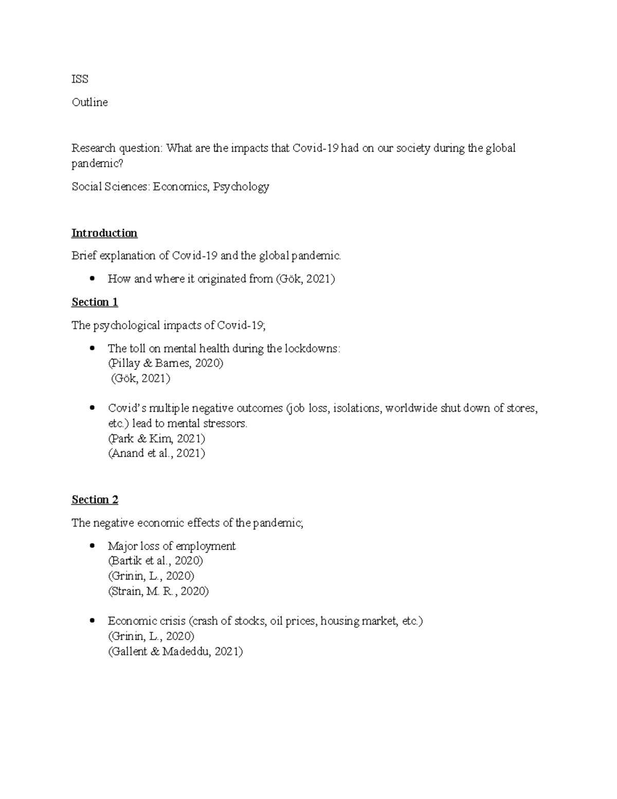ISS outline - ISS Outline Research question: What are the impacts that ...