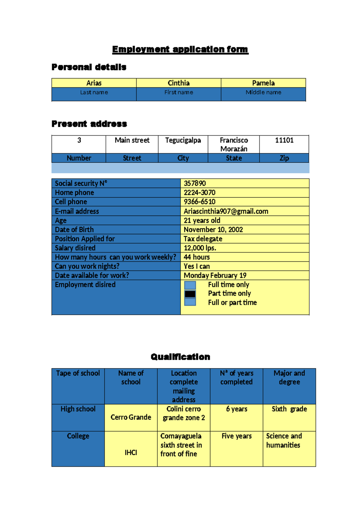 Job application - Resumen Inglés Técnico - Employment application form ...