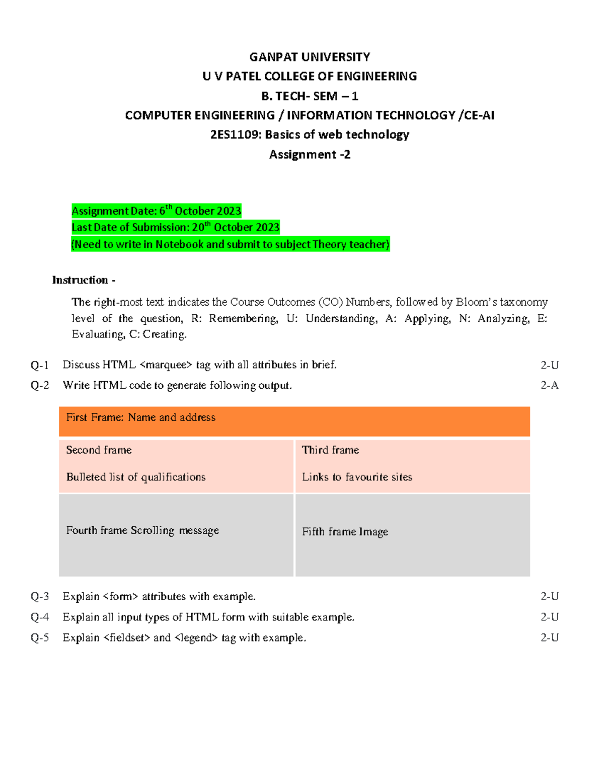 Assignment-2 BWT - GANPAT UNIVERSITY U V PATEL COLLEGE OF ENGINEERING B ... Assignment-2 BWT - GANPAT UNIVERSITY U V PATEL COLLEGE OF ENGINEERING B ...