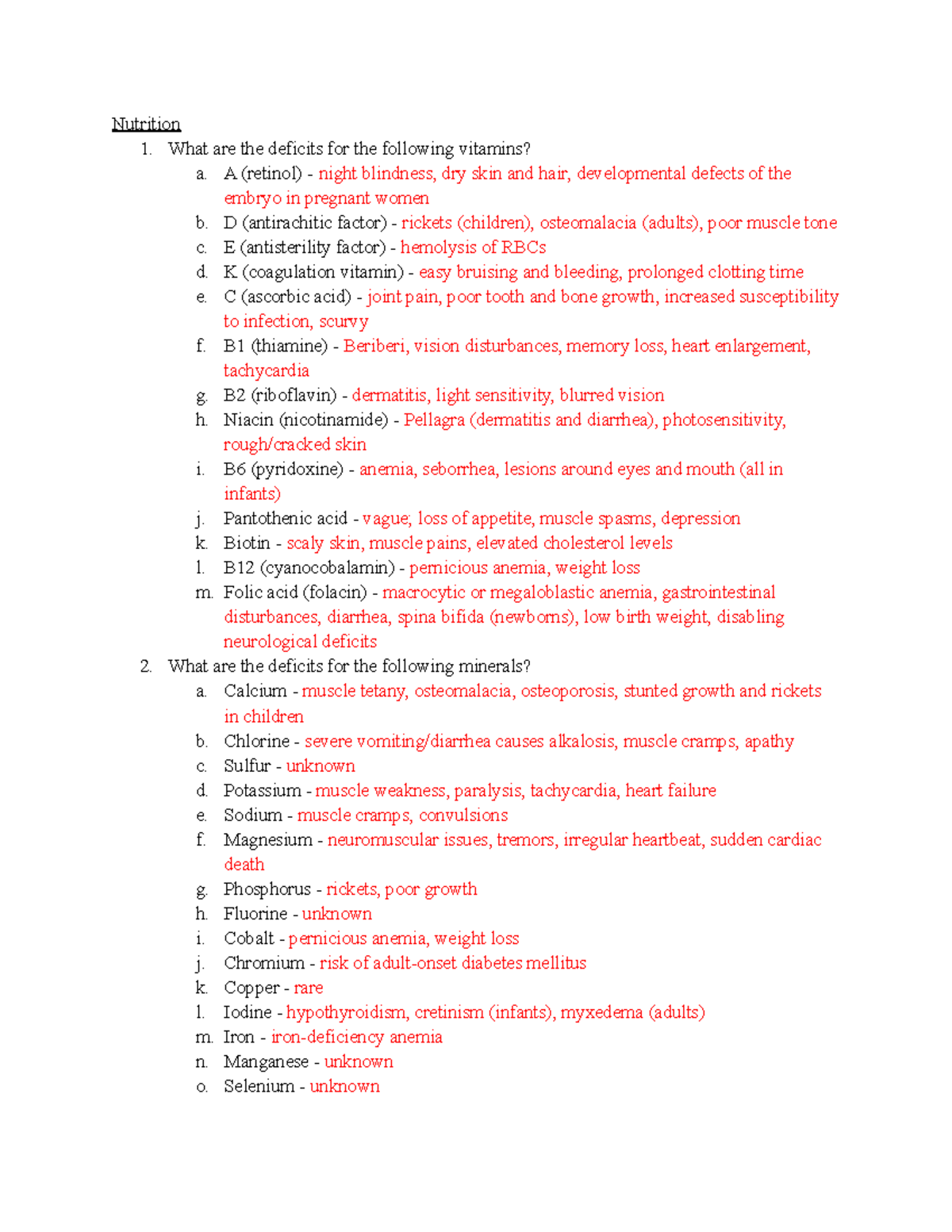 Exam 3 Review - Used for Dr. Anil Datt (BIOL 244) - Nutrition 1. What ...
