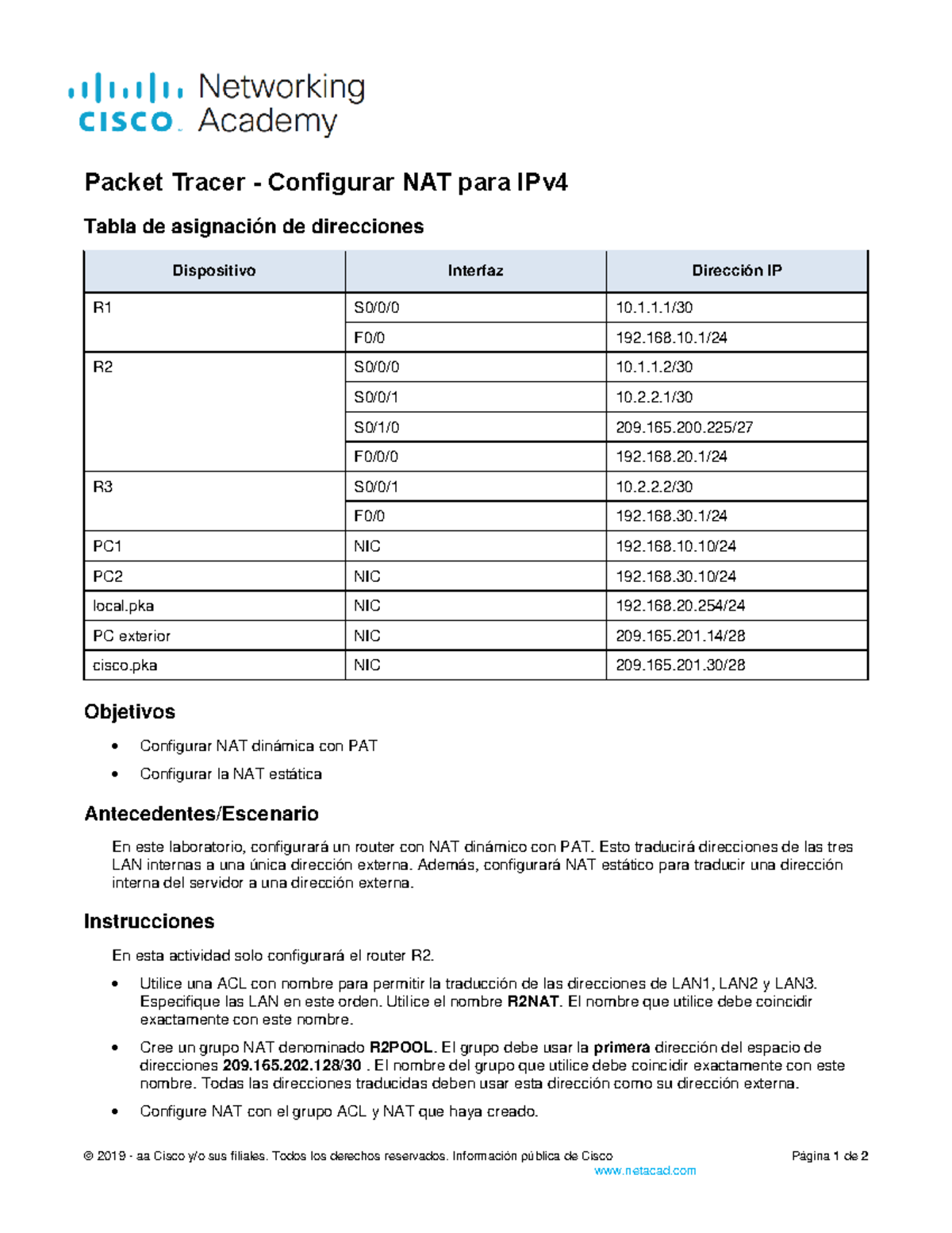 6 - ejercicios - 2019 - aa Cisco y/o sus filiales. Todos los derechos ...