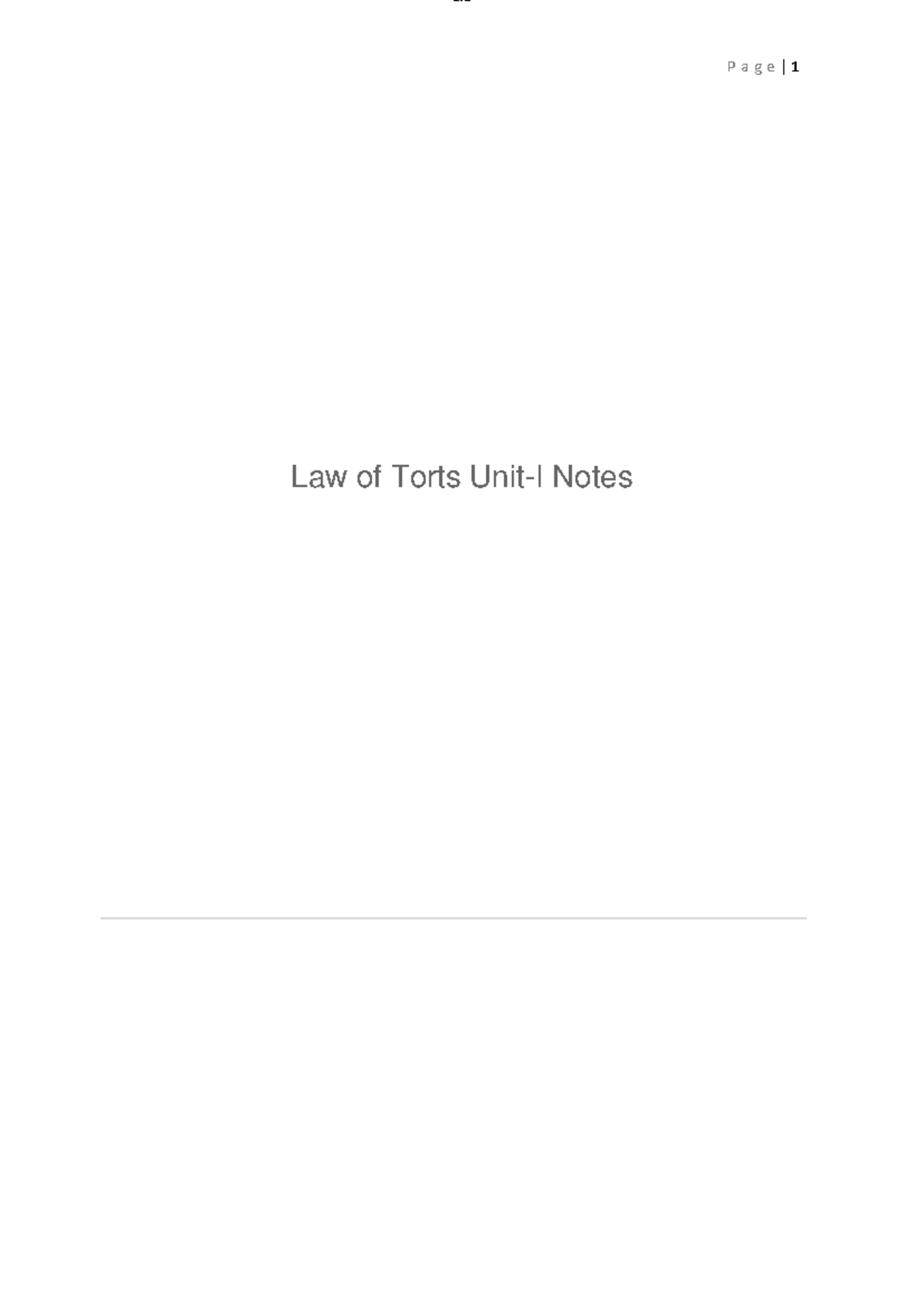 UNIT 1 Torts - Unit 1 kslu notes - P a g e | 1 Law of Torts Unit-I ...