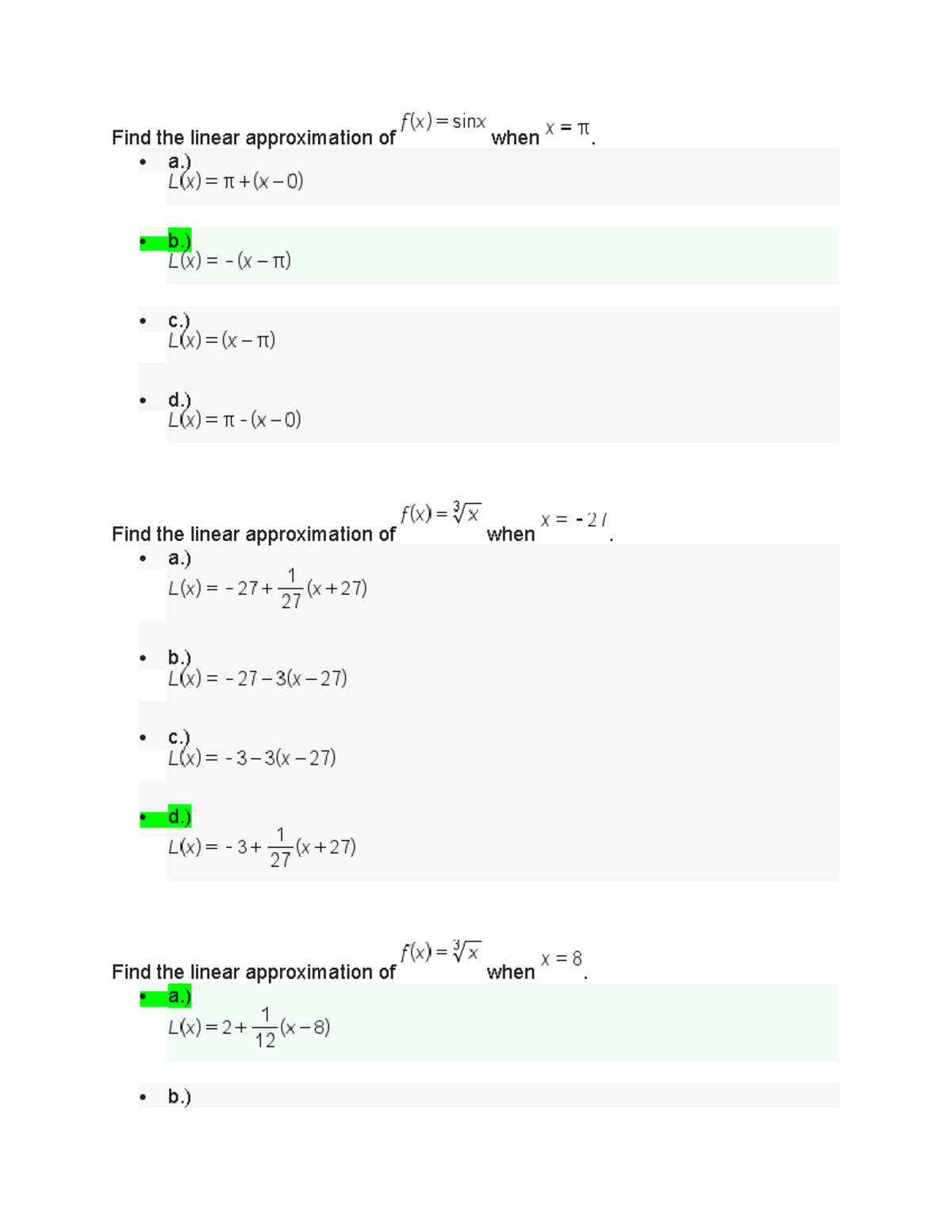 Sophia Calculus Unit-3 Challenge 3_4 - Find the linear approximation of ...