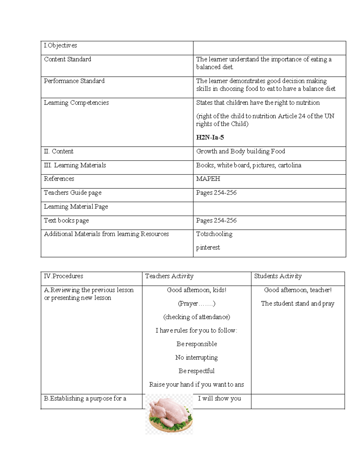 Geade 2 - Lesson plan for grade 2 - I Content Standard The learner ...