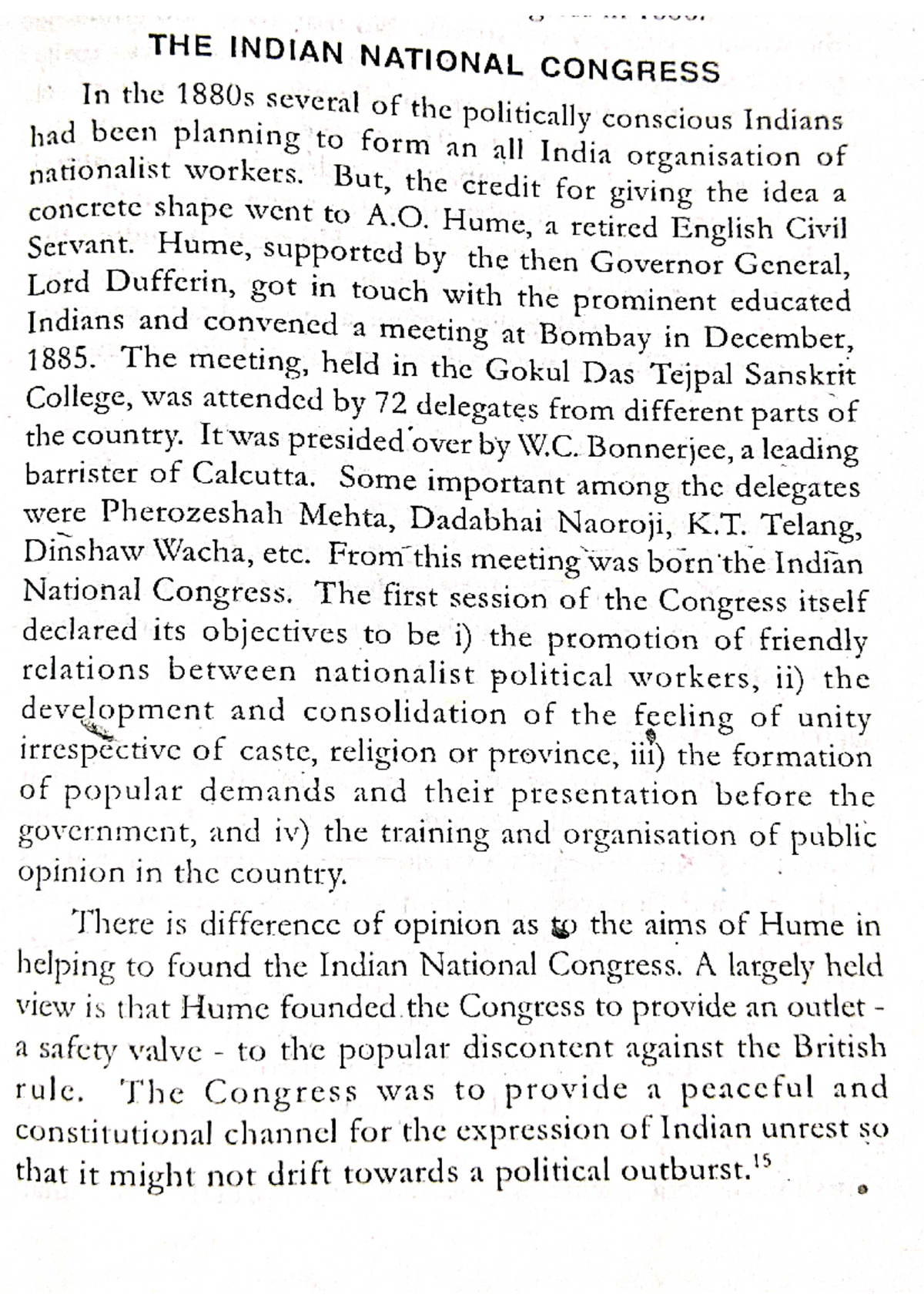 INC - Indian national congress - Indian History I (Elective) - Studocu