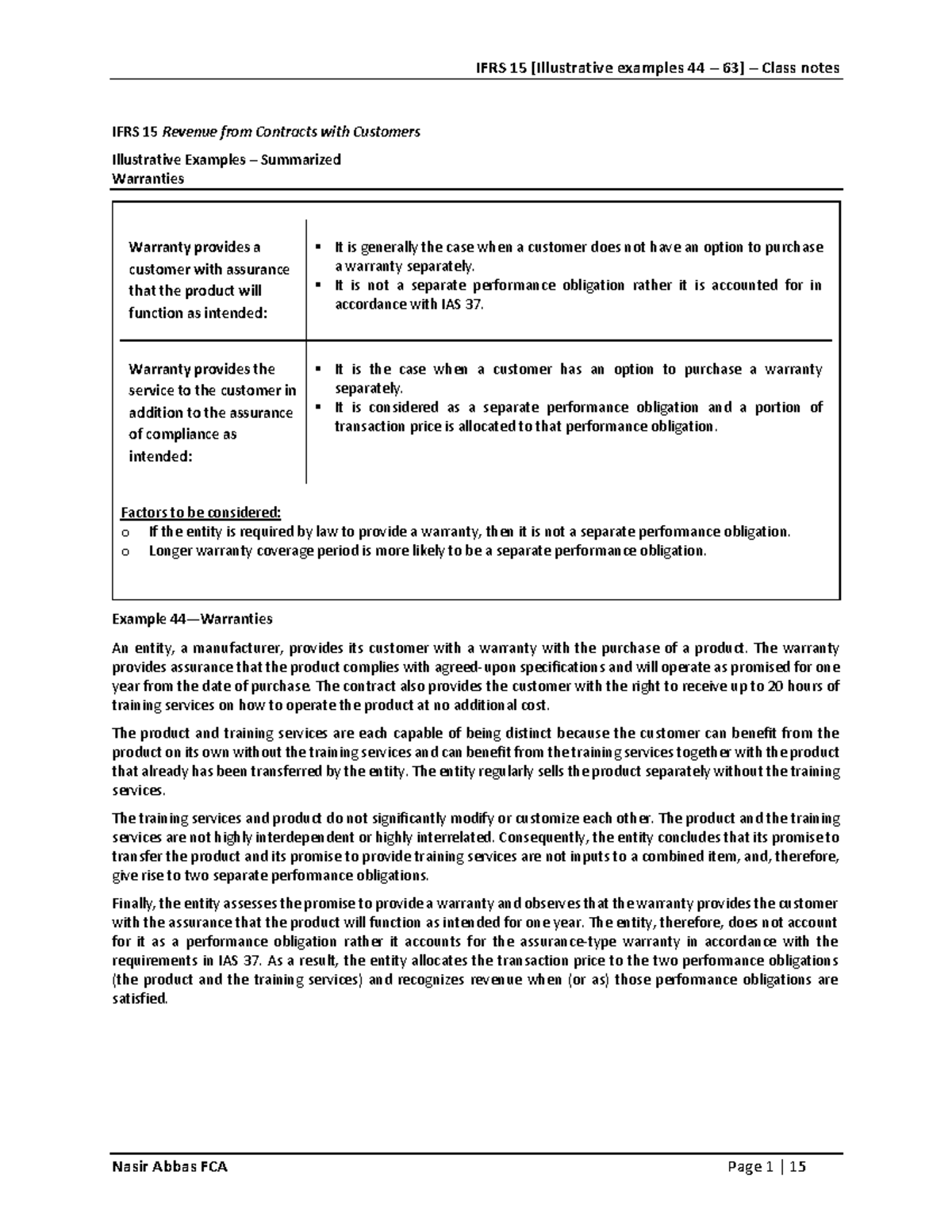 IFRS 15 Illustrative Examples 44 63 IFRS 15 Revenue From